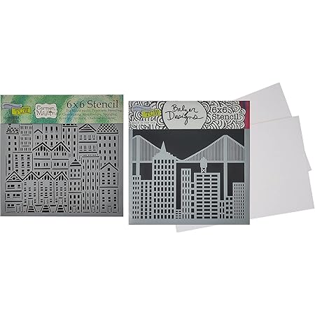 Amazon.com : 2 Crafters Workshop Stencils - Skyline Stencil, City ...