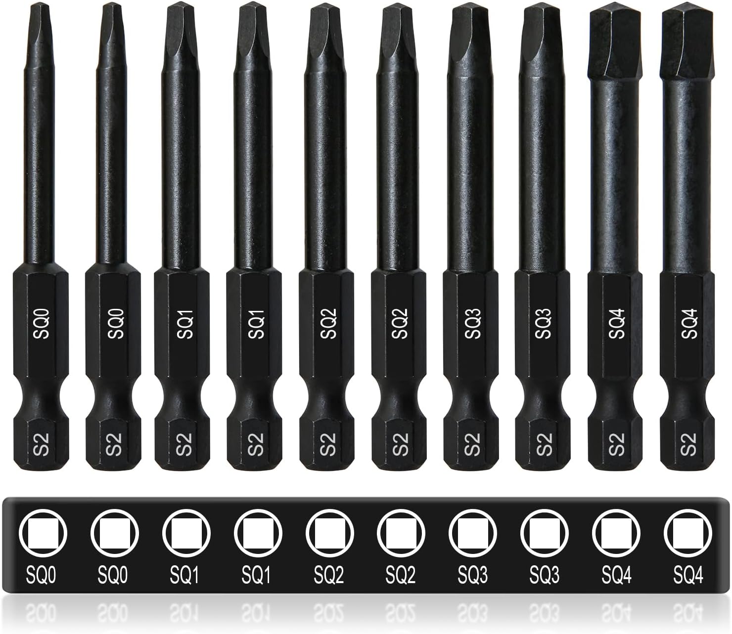 Trend Snappy 3-Pack Robertson Square Drive Bits Set, 50mm Length, Quick ...