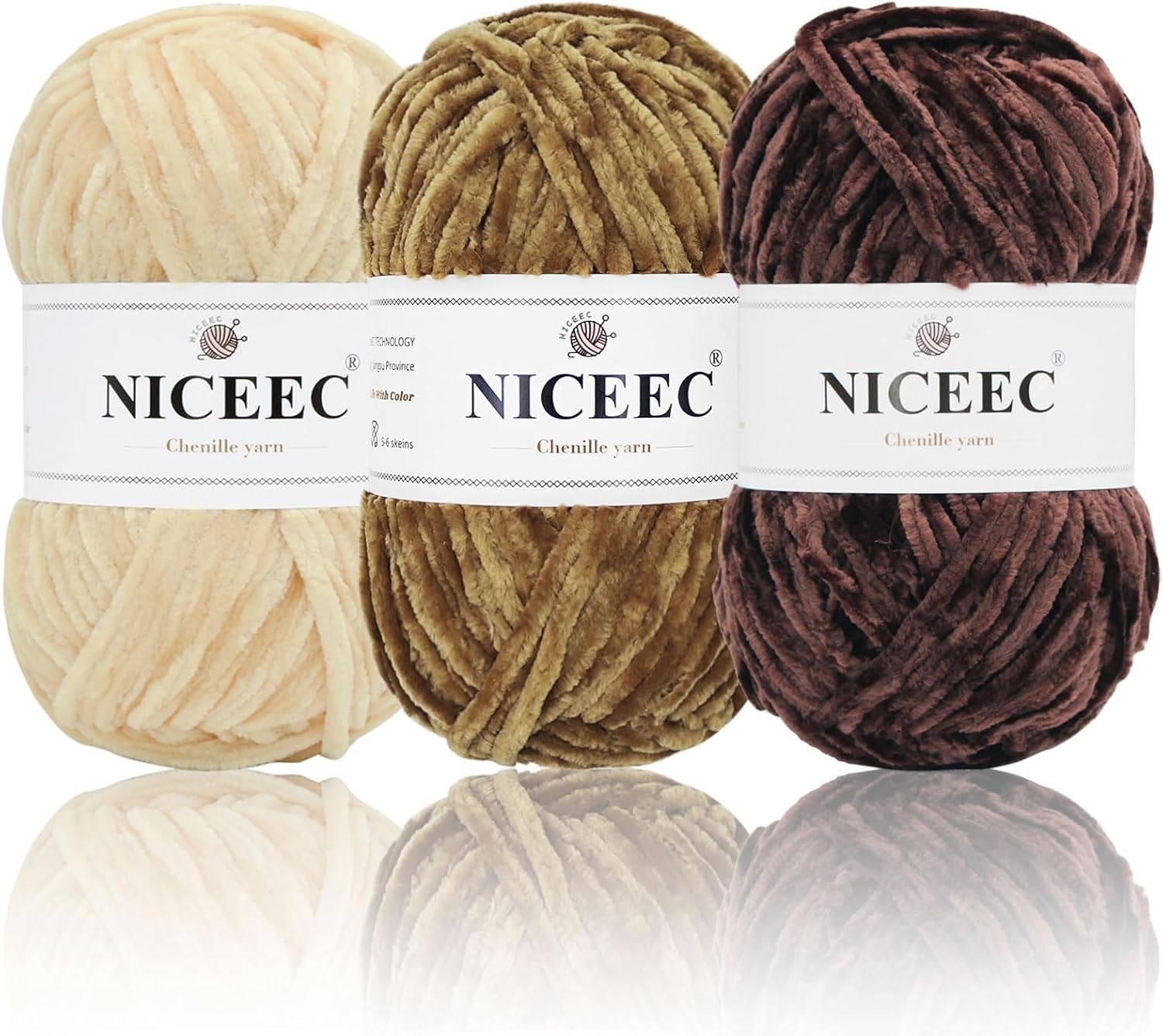Amazon.com: NICEEC 3 Skeins Soft Chenille Yarn Blanket Yarn for ...