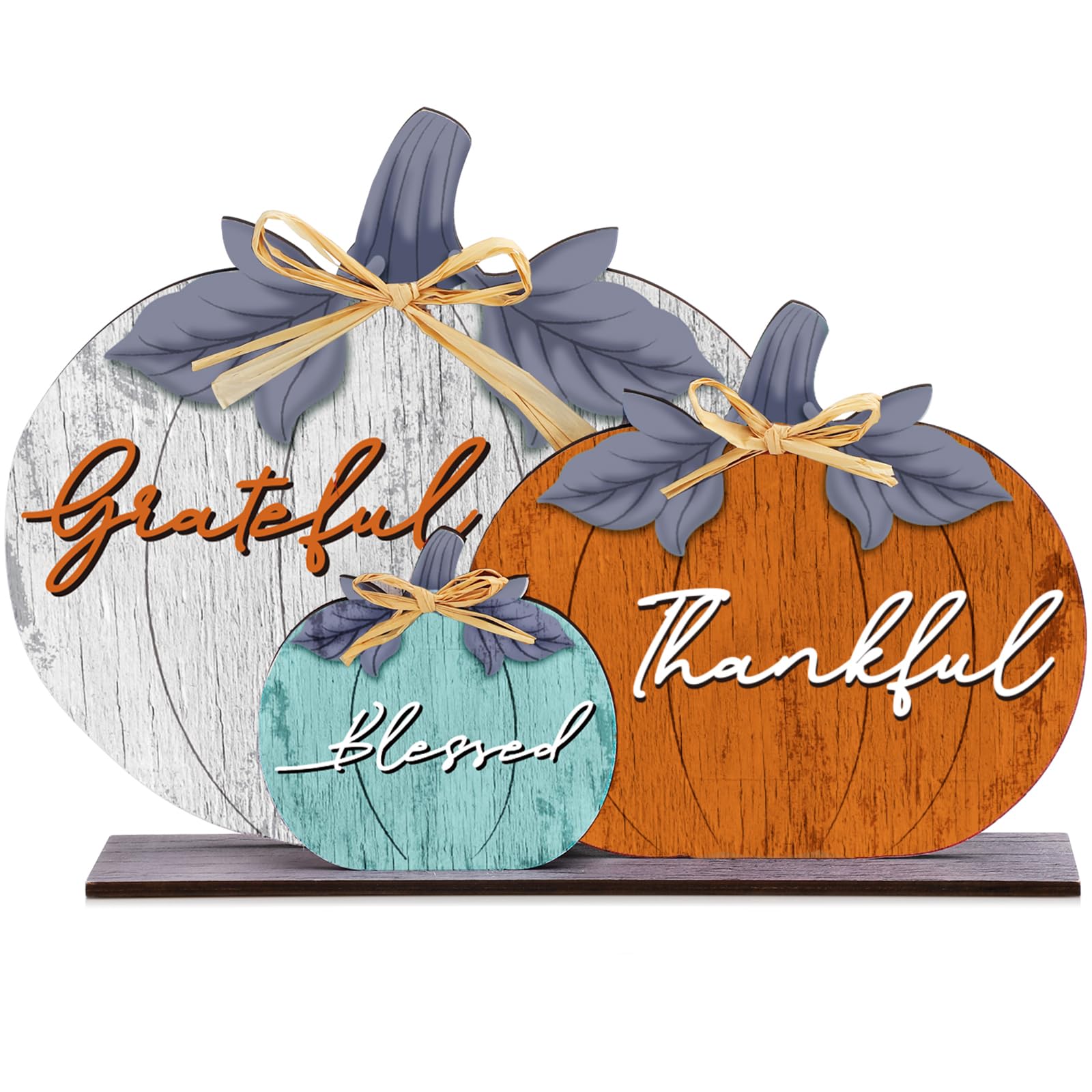 Amazon.com: Thanksgiving Pumpkin Sign Decorations Wooden Thankful ...