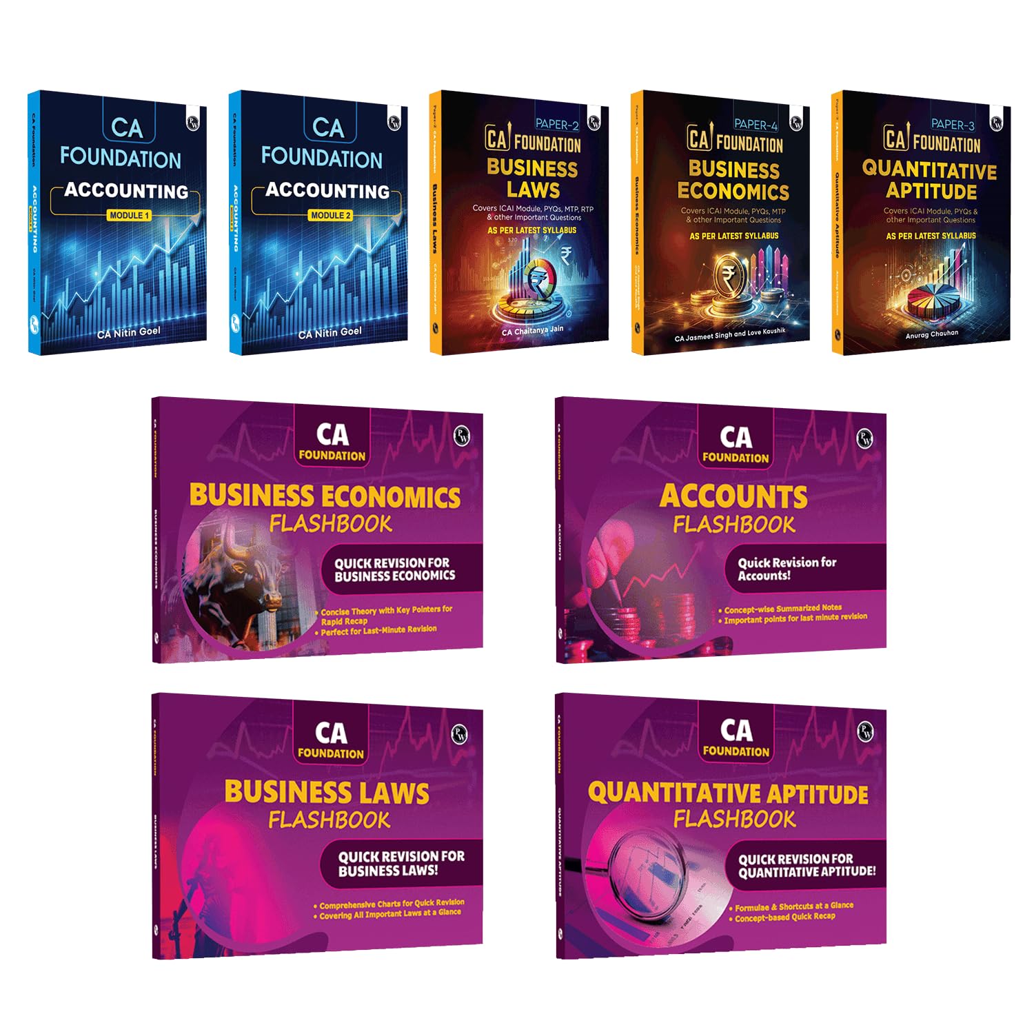 Buy PW CA Foundation Flashbook & Modules Accounting, Business Laws ...