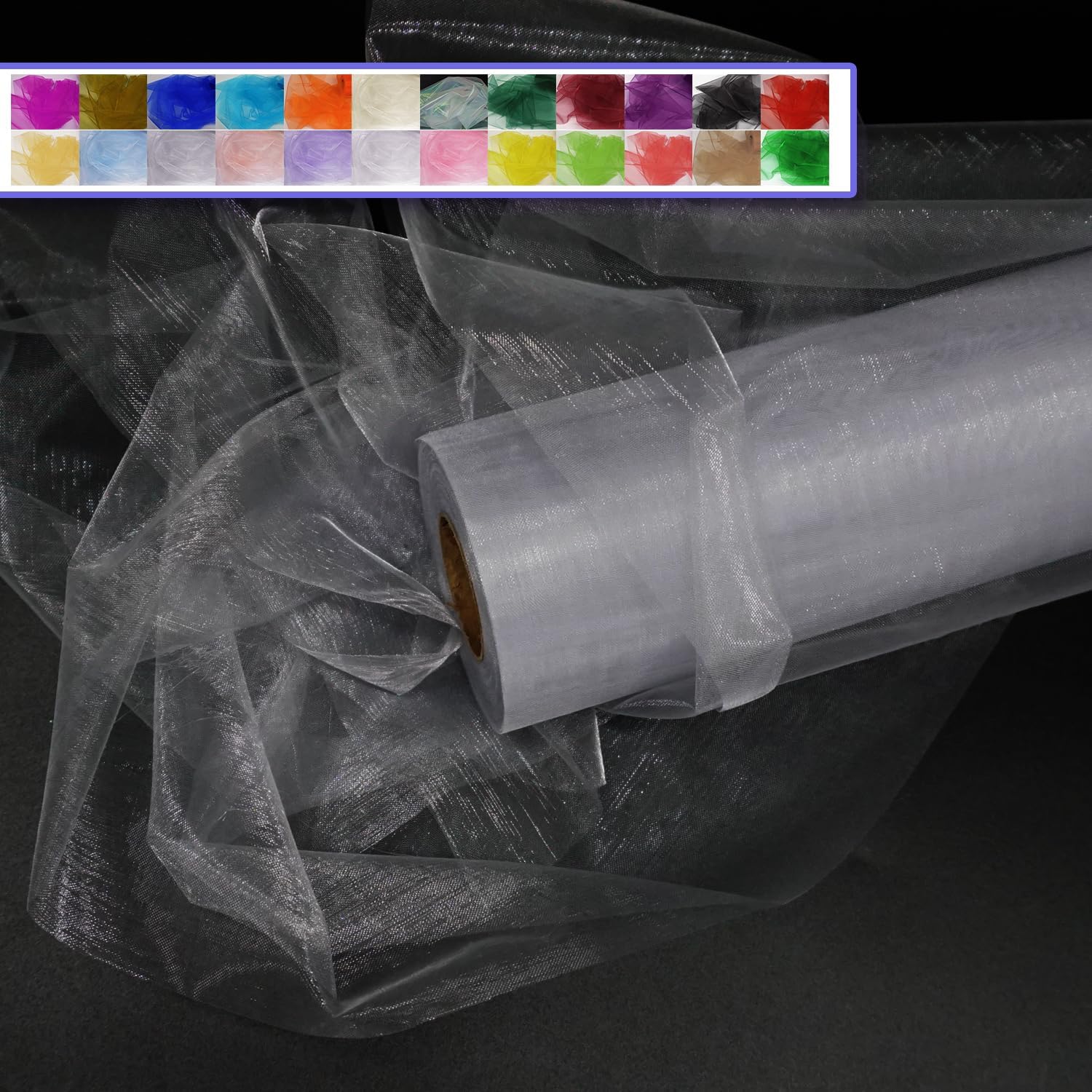 Amazon.com: Silver Organza Tulle Fabric Rolls, Crystal Organza 12" by ...