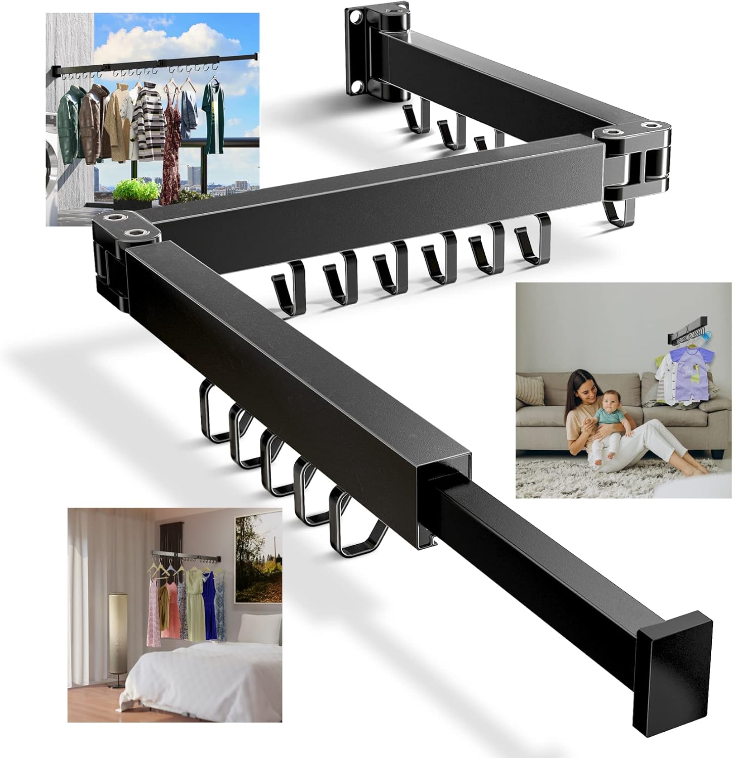 Amazon.com: PGGP Clothes Drying Rack Folding Indoor - Wall Mount ...