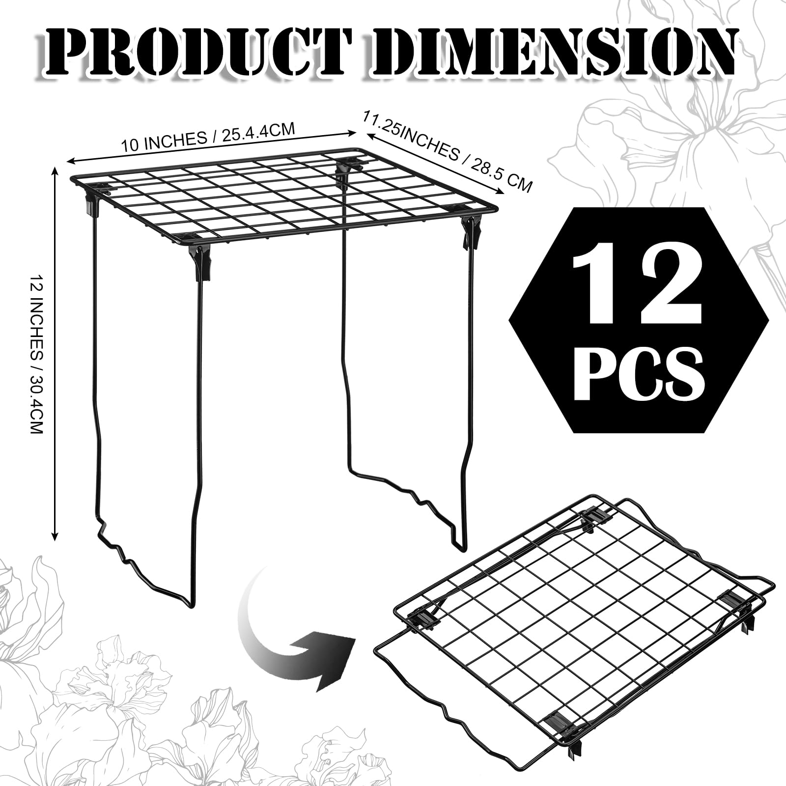 BBTO 12 Pcs Locker Shelf Organizer 10 x 11.25 x 12 Inches Mesh Locker ...