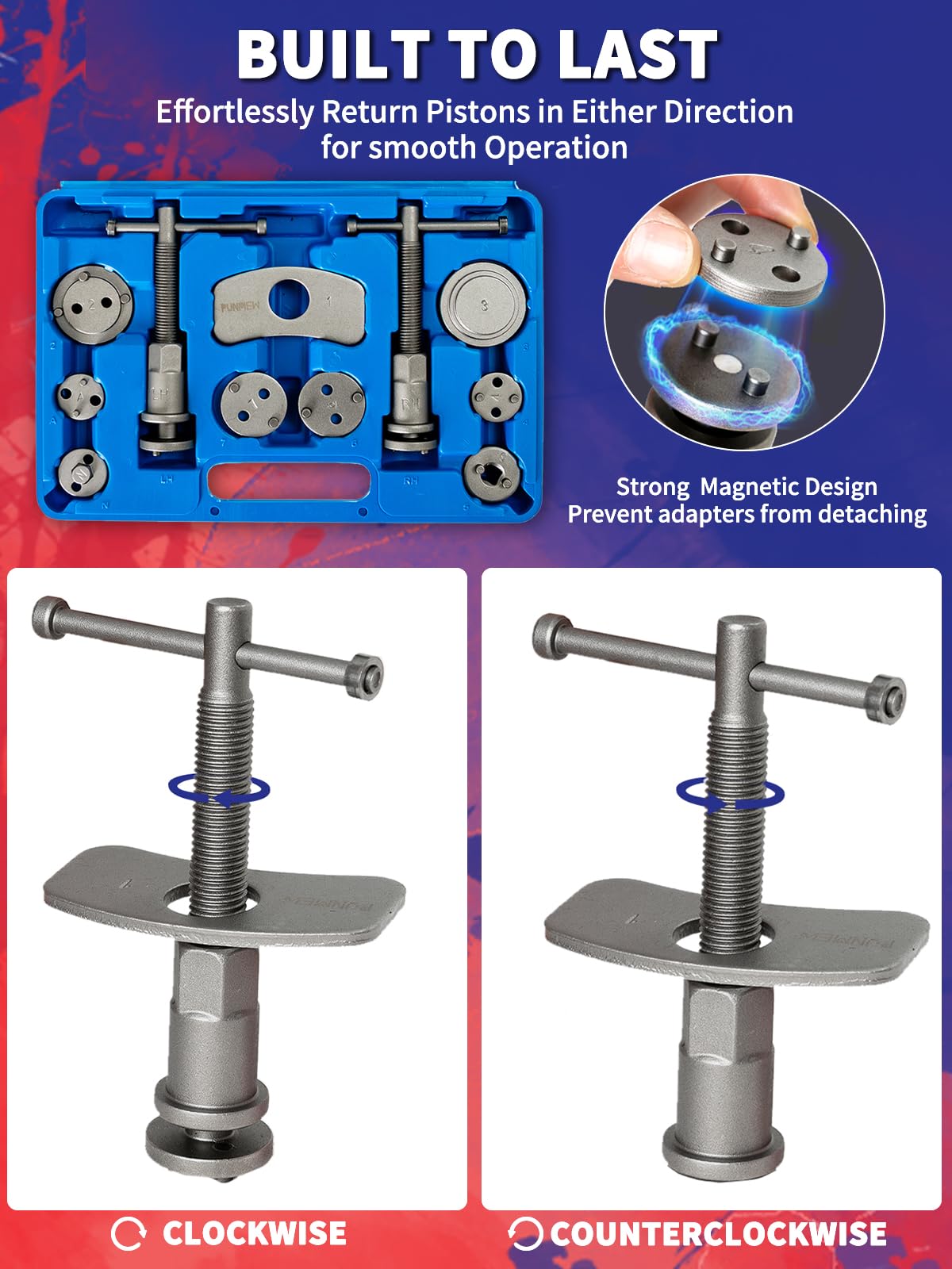 Snapklik.com : Brake Caliper Compression Tool 24-Piece Heavy Duty Disc ...