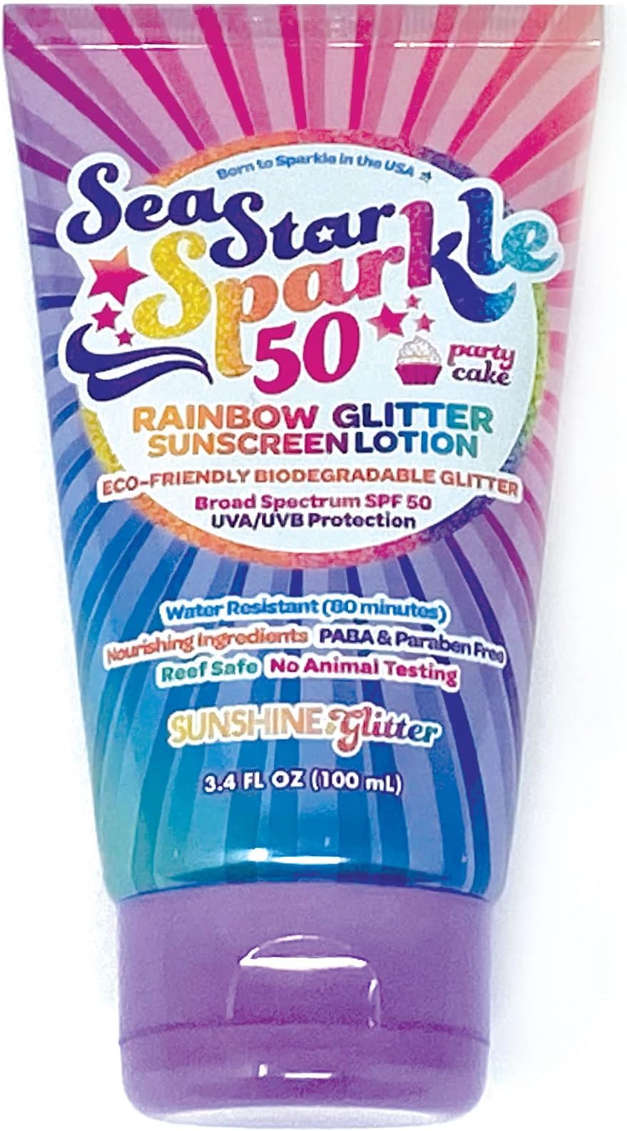 Amazon.com: Sea Star Sparkle Rainbow Party Cake SPF 50 Biodegradable ...