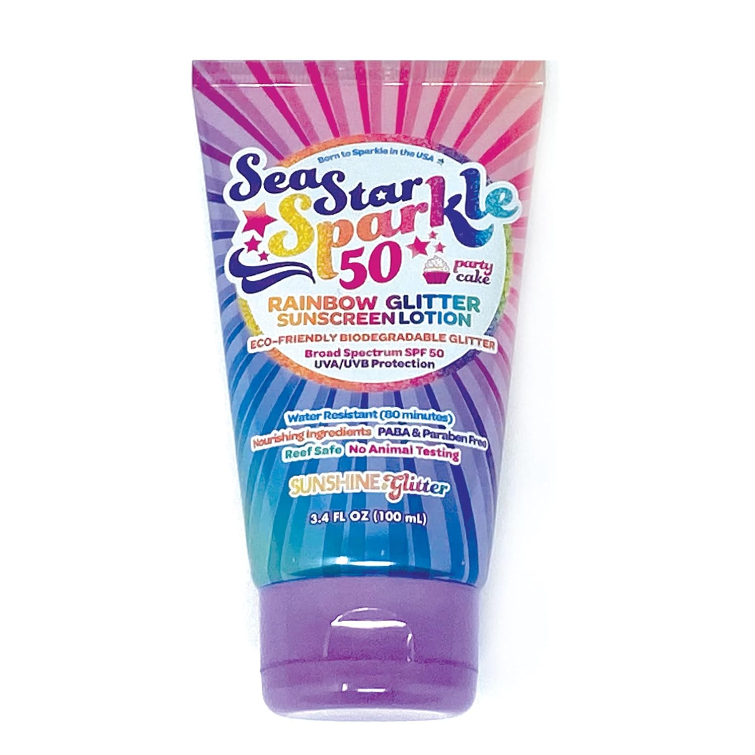 Amazon.com: Sea Star Sparkle Rainbow Party Cake SPF 50 Biodegradable ...