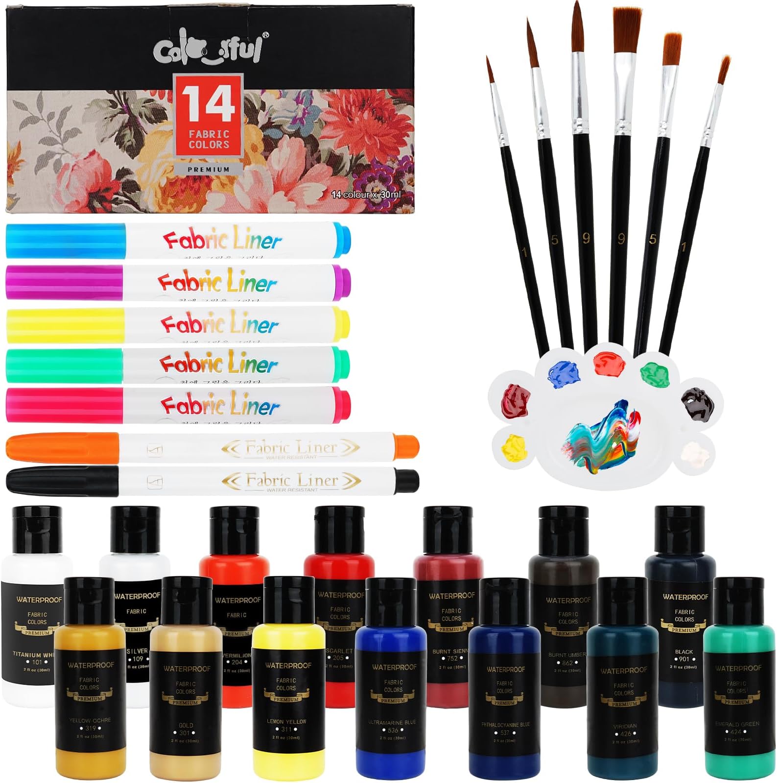 Amazon.com: Colorful Fabric Paint and Fabric Markers Kits - 21 Colors ...
