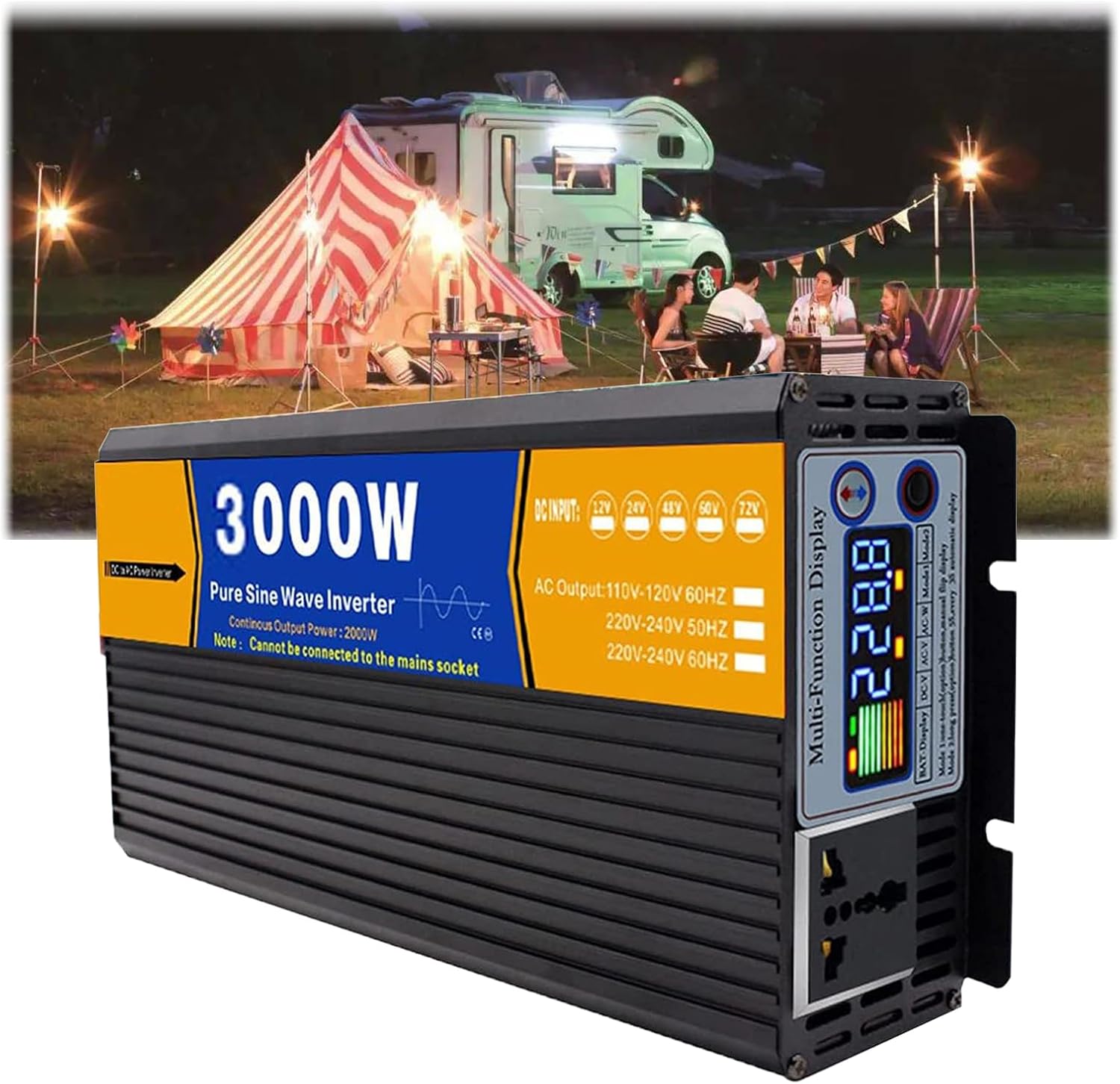 Amazon.com: 3000 Watt Pure Sine Wave Power Inverter 72V/60V/48V/24V/12V ...