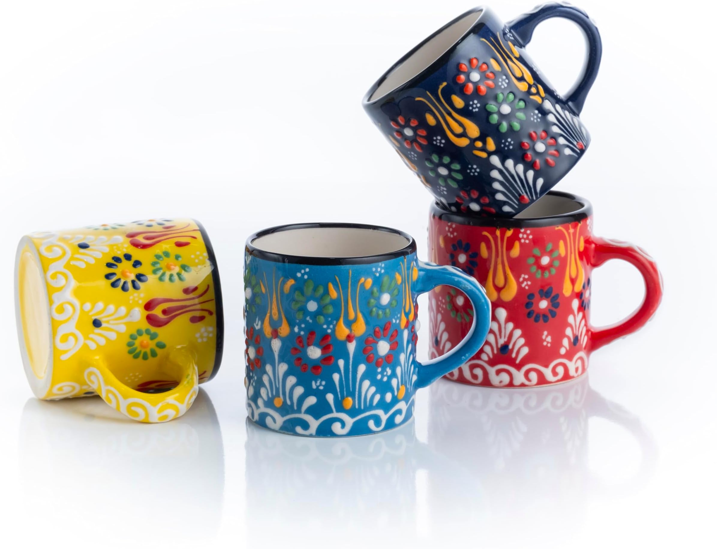 Amazon.com | Plcnn 4Pcs Ceramic Espresso Cups Coarse Pottery Coffee Mug ...