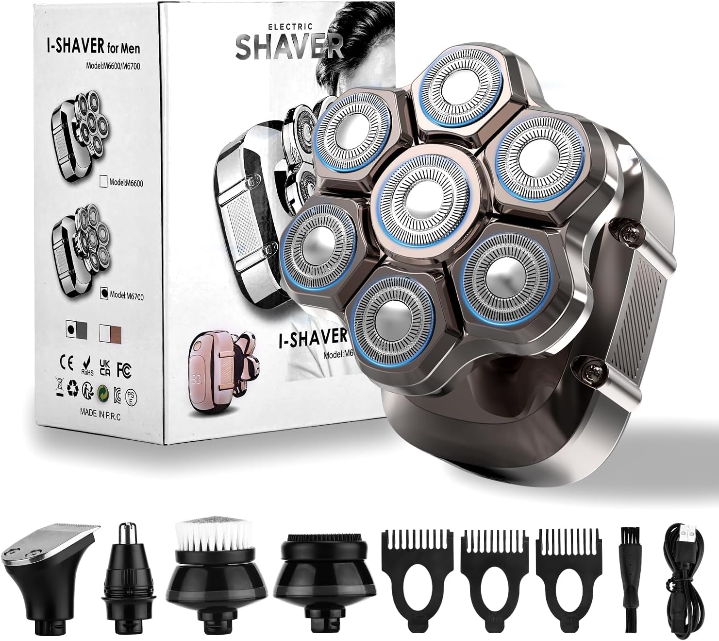 Amazon.com: 7D Head Shavers for Bald Men, Detachable Magnetic Blades, 5 ...