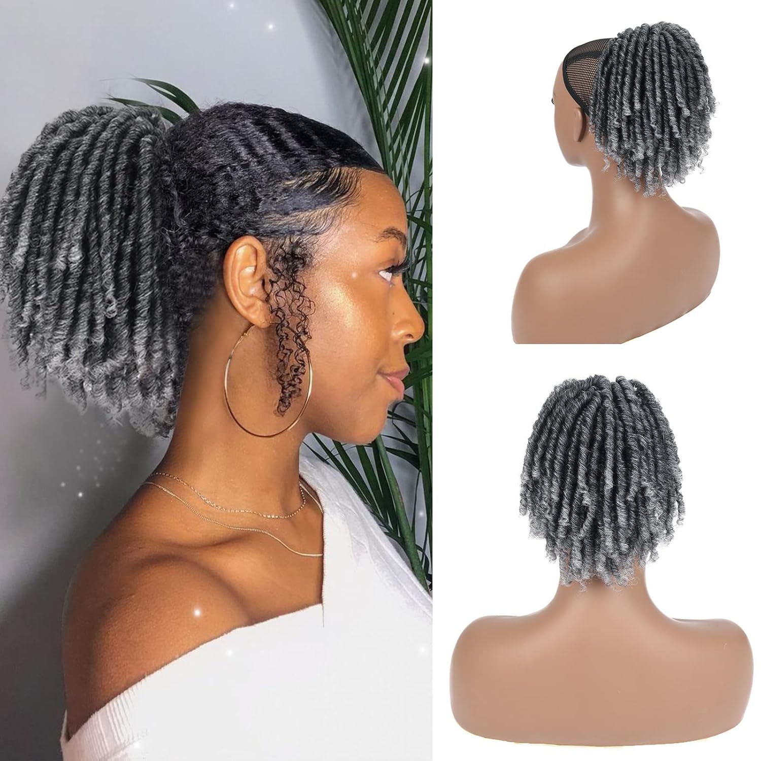Amazon.com : SCENTW Grey Dreadlock Ponytail Extensions for Women ...