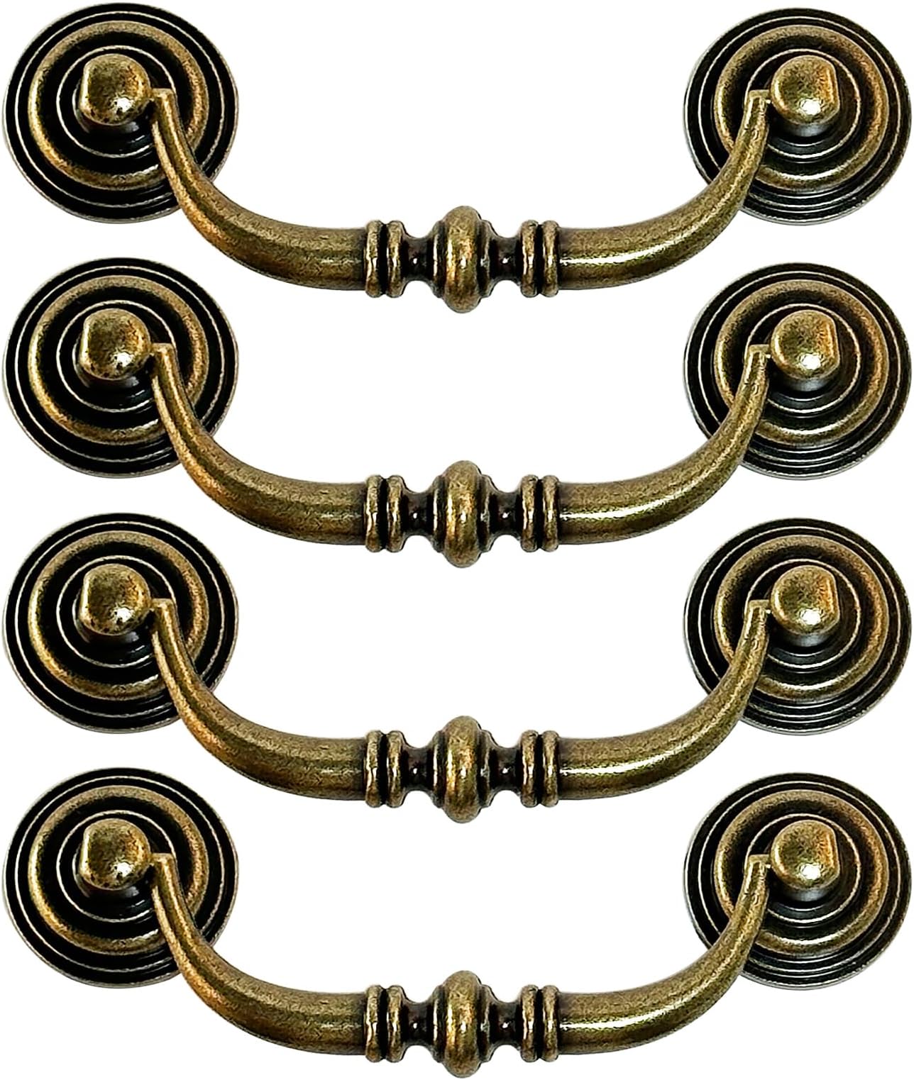 Vintage Drawer Handles Swan Neck Drop Handle Antique Brass 3.5" / 92mm ...