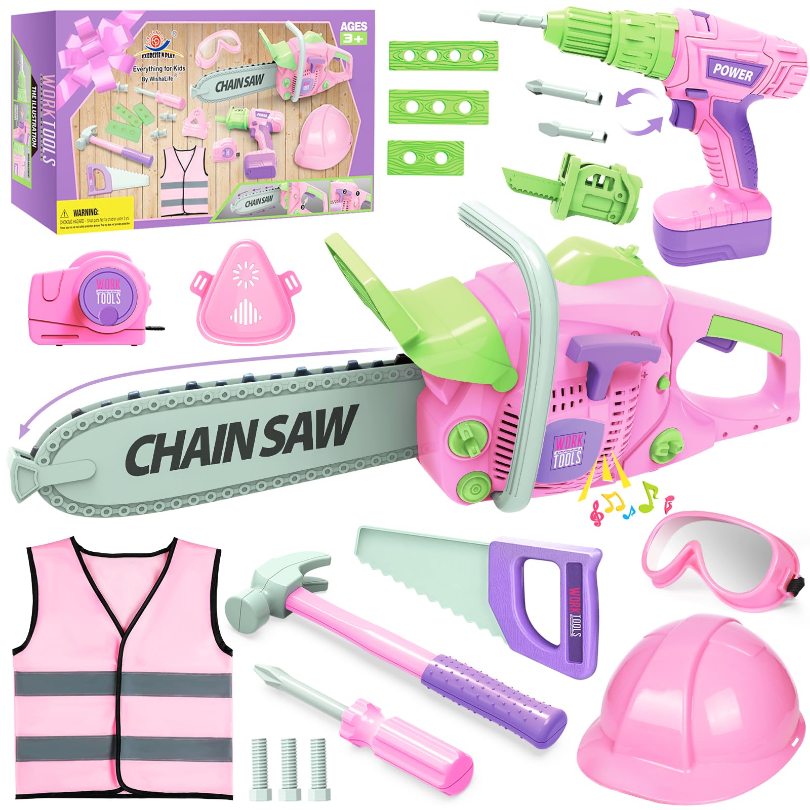 Amazon.com: WishaLife Kids Tool Set for Girls - Toddler Tool Set with ...