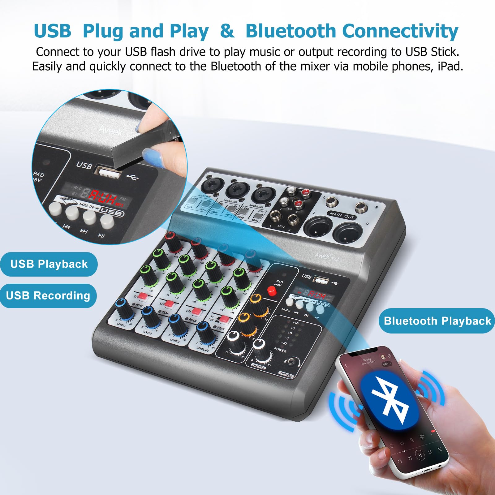 Snapklik.com : Aveek Professional Audio Mixer, Sound Board Mixing Console