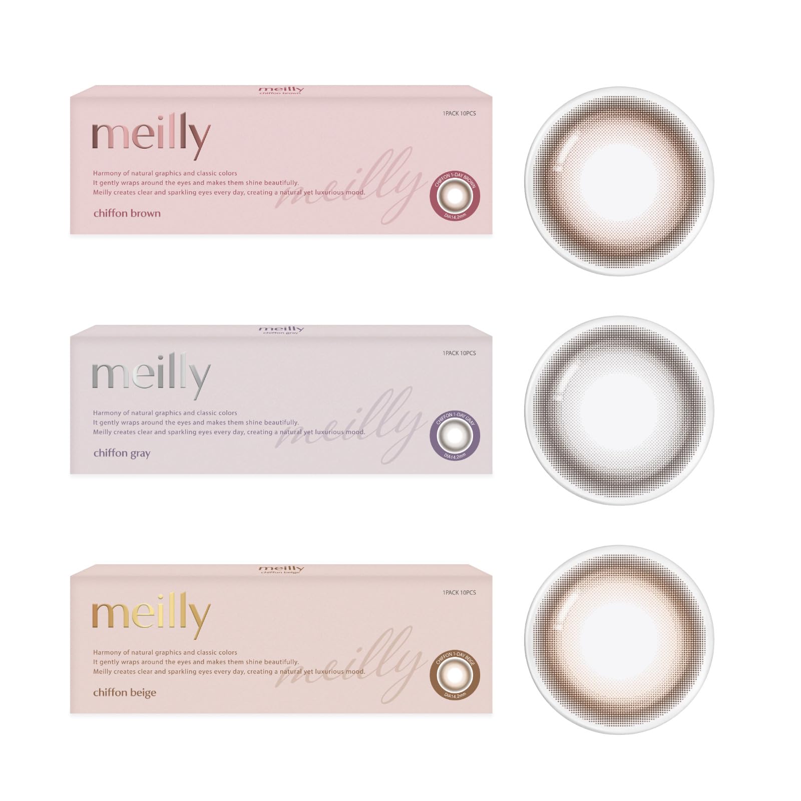 Amazon | 【公式ストア】 カラコン カラー コンタクトレンズ meilly chiffon メイリー シフォン 10枚入り 誘惑グレー ...