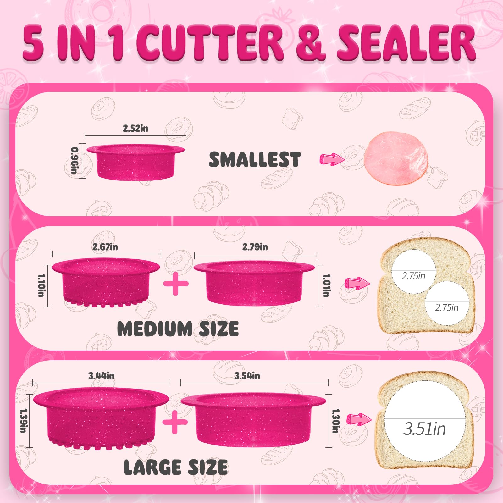 Pancake Maker HiYZ Glitter Sandwich Cutters - 5 Piece Decruster Set For ...