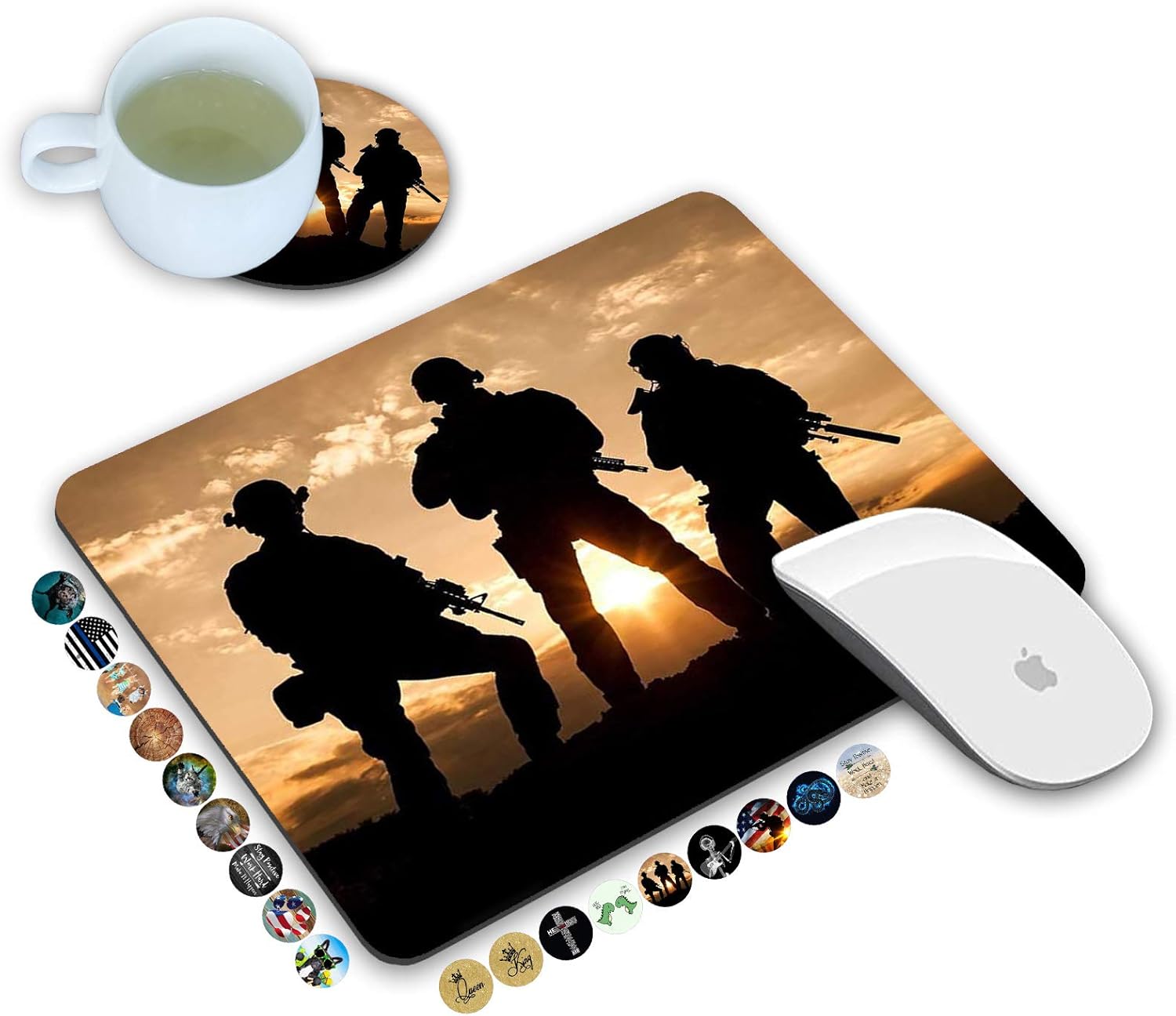Amazon.com : LOWORO Mouse Pad and Coasters Set, American Army Troops ...