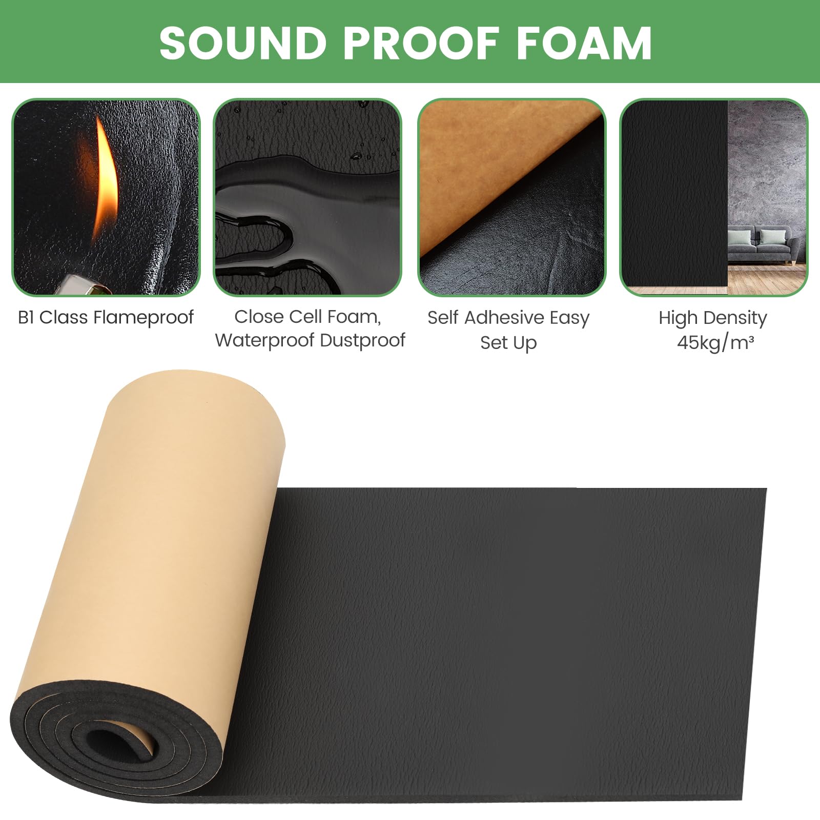 Snapklik.com : Kaqiluo High Density Self-Adhesive Sound Insulation ...
