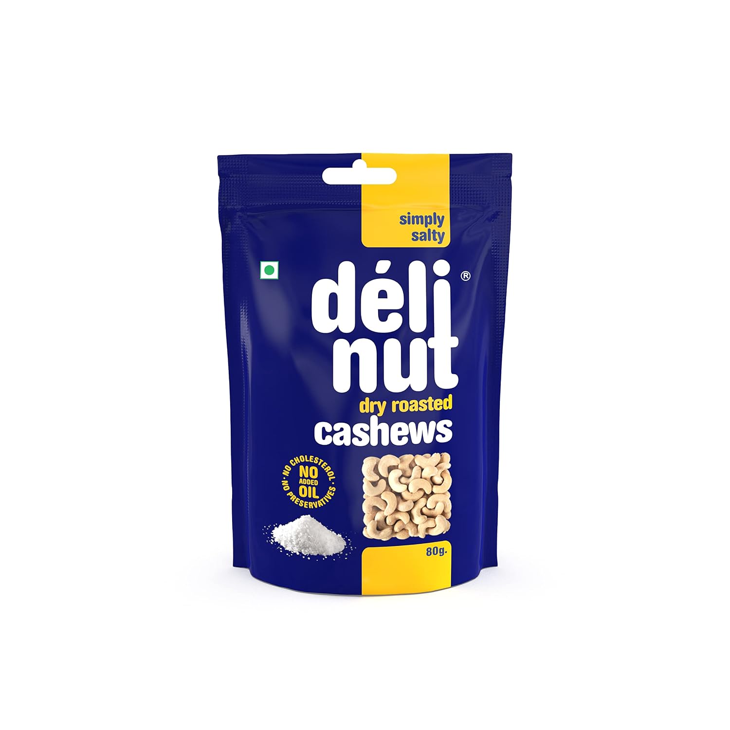 Delinut Roasted and Salted Cashew Nuts - Simply Salty - 80 Grams Pouch ...
