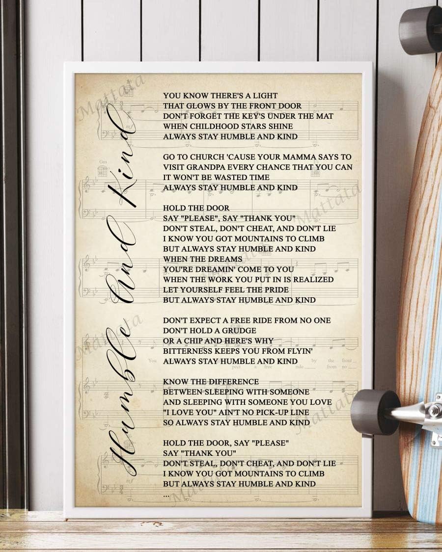Amazon.com: Mattata Decor Gift - Humble And Kind Song Lyrics Sheet ...