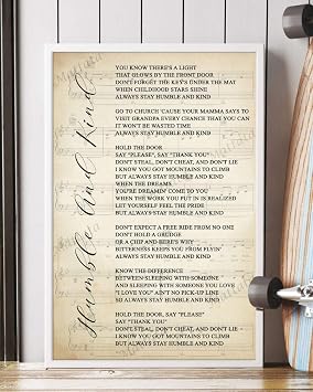Amazon.com: Mattata Decor Gift - Humble And Kind Song Lyrics Sheet ...