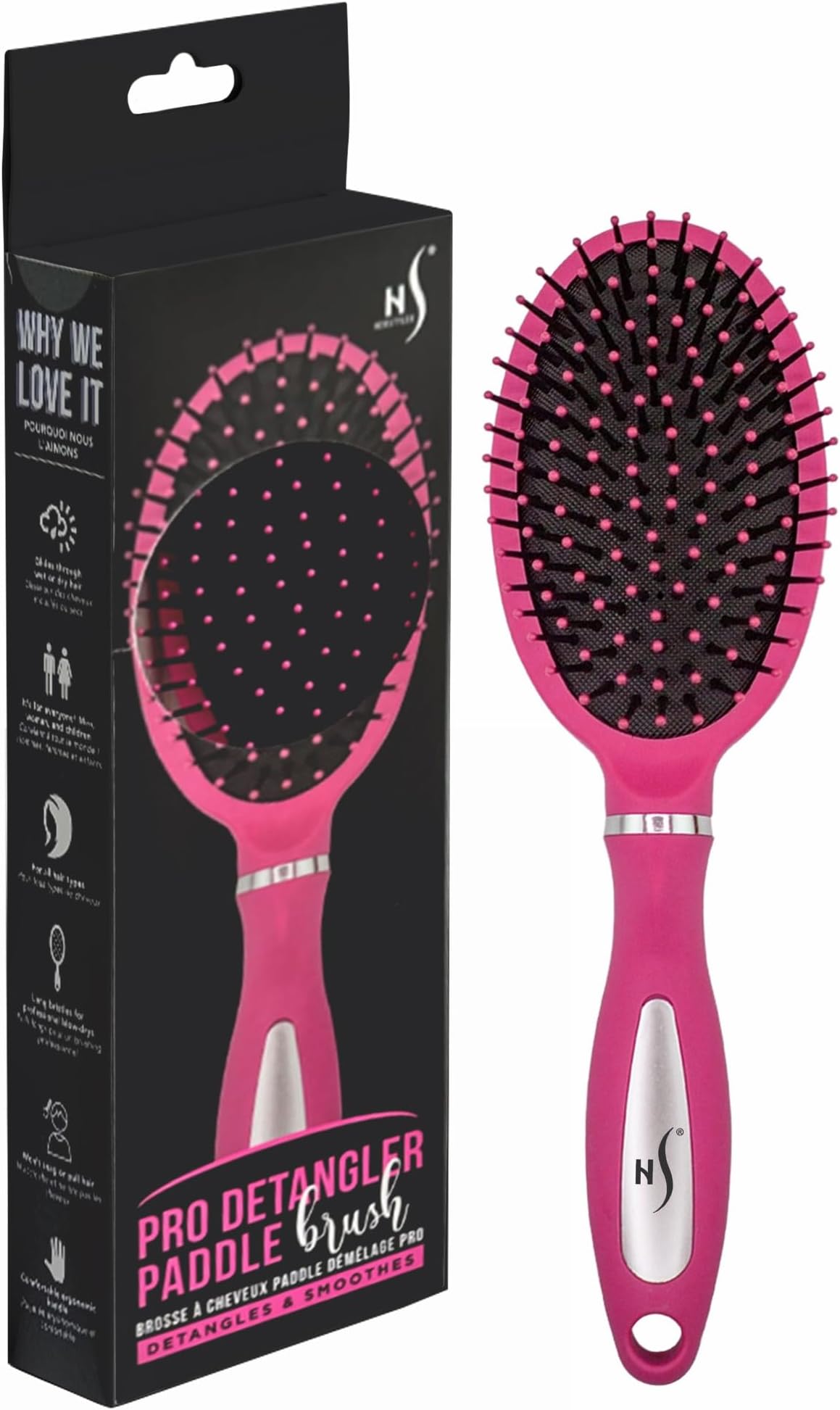Amazon.com : HerStyler Hair Detangler Brush - Pink for All Hair Types ...