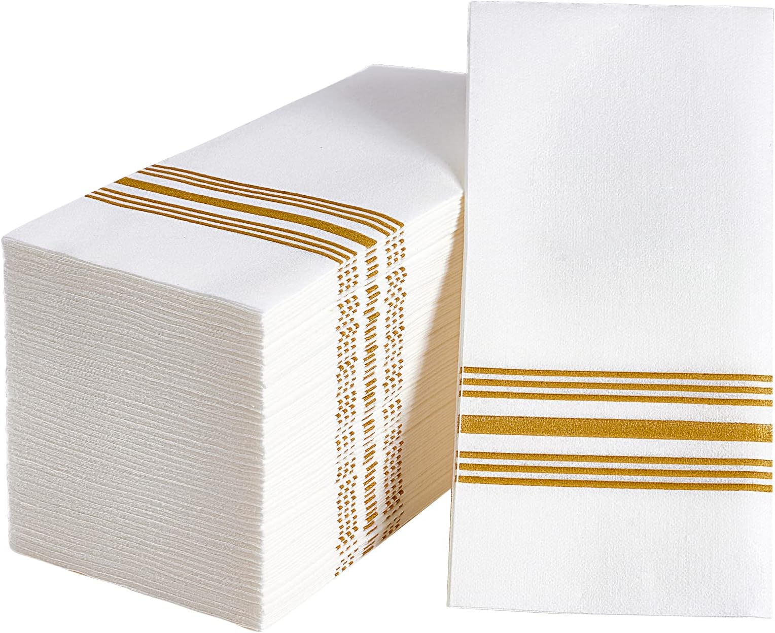 Amazon.com: 100 Pcs White and Gold napkins, Dinner Paper Napkins ...