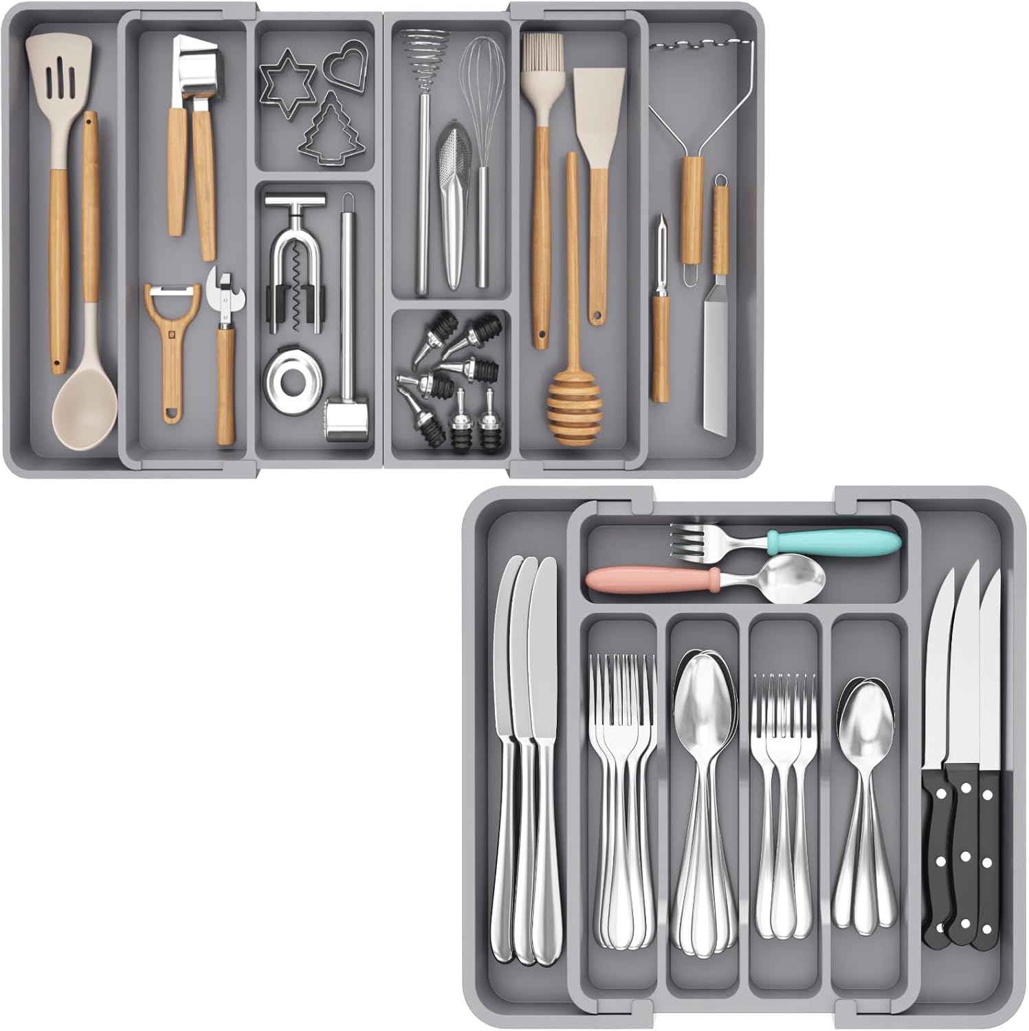 Amazon.com - Lifewit Silverware Drawer Organizer,Adjustable Cooking ...