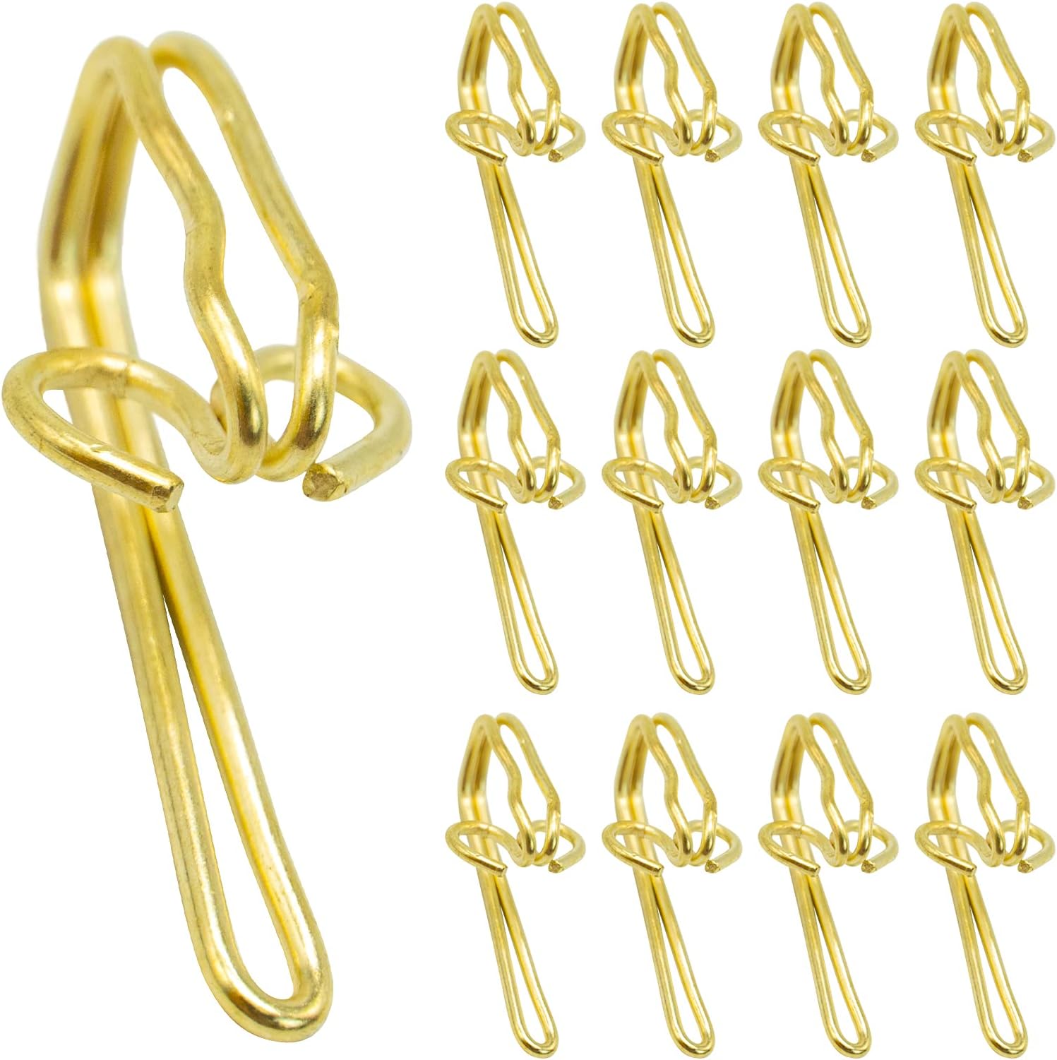 Kuou 100 Pieces Metal Curtain Hooks, Brass Drapery Hooks, Metal Curtain ...