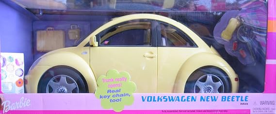 Amazon.com: Barbie Volkswagen Beetle Vehicle (Yellow) w/ Real Key Chain ...