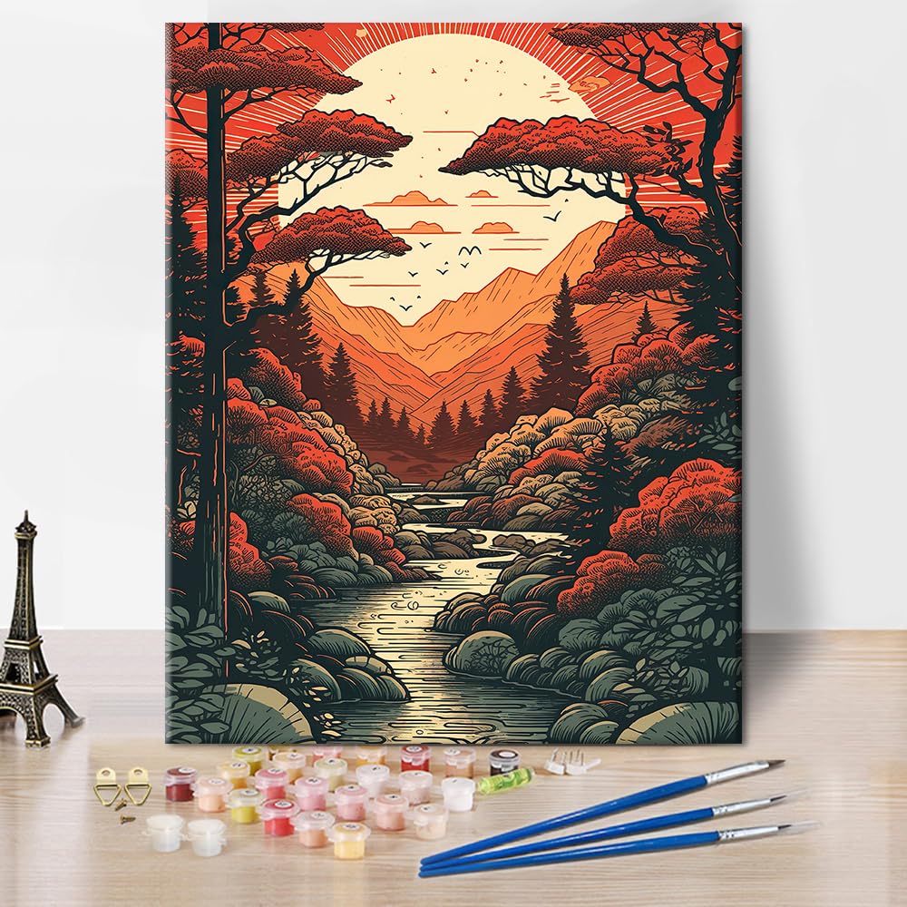 Amazon.com: TUMOVO Paint by Numbers for Adults Japan Design Landscape ...