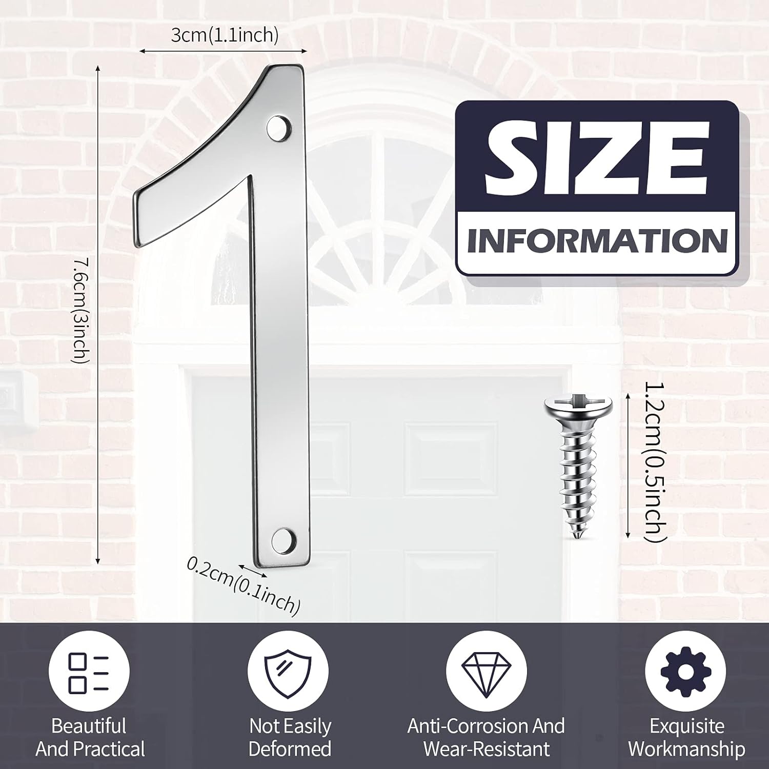 3 Inch Brushed Flush-Mount House Number Shadow House Address Number ...