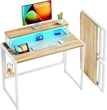 Amazon.com: SOROGRA Small Folding Desk 31.5 Inch, Foldable Computer ...