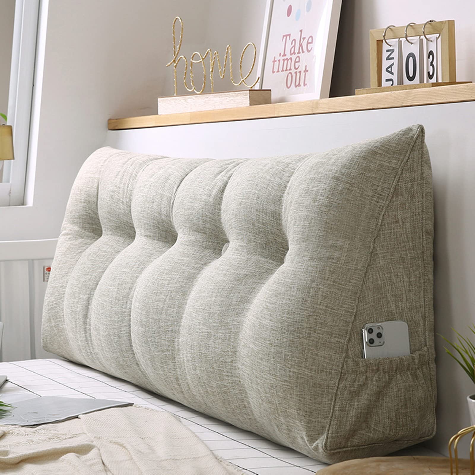 Amazon.com: Triangular Reading Bed Rest Pillow, Cotton Linen Daybed ...