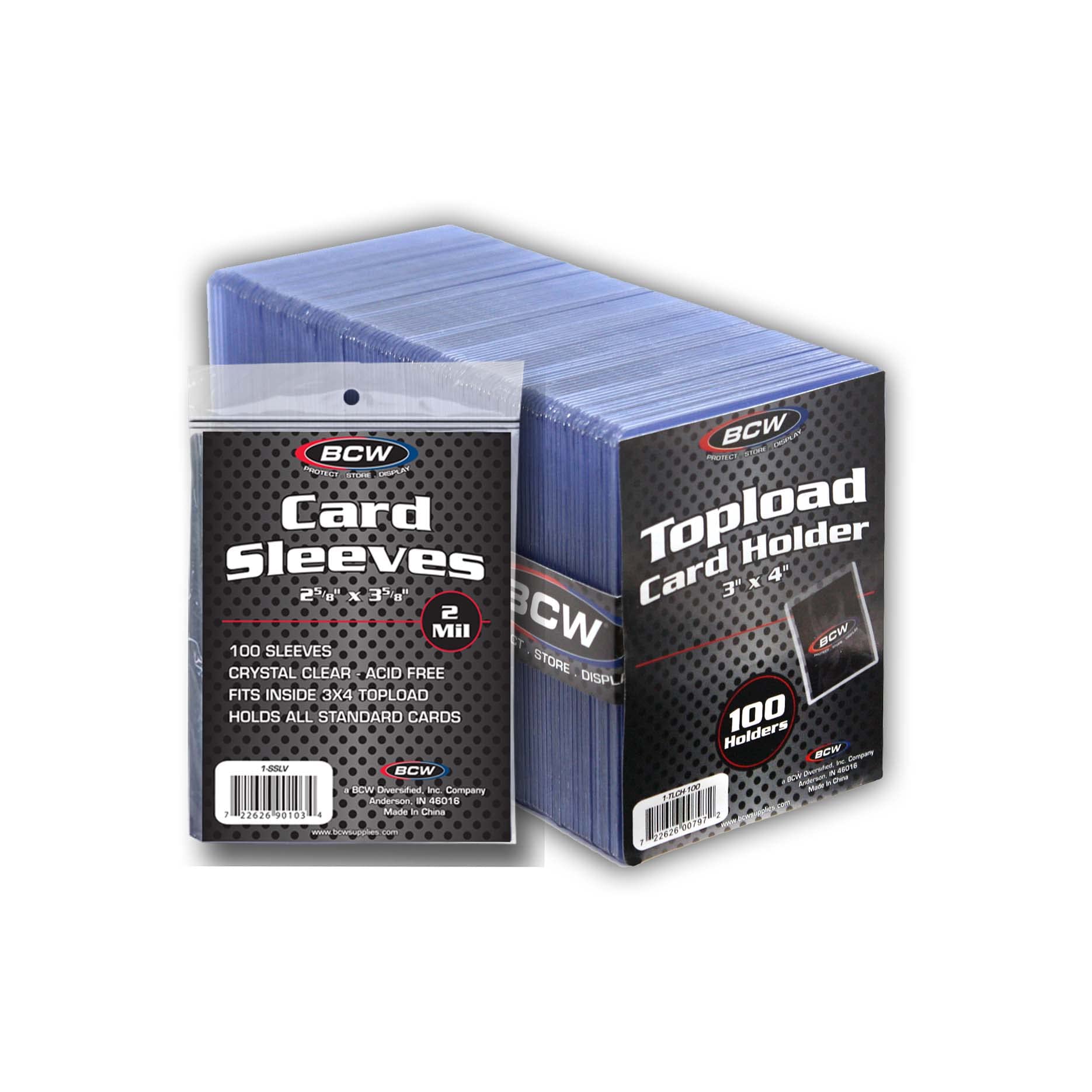Amazon.com: BCW 3x4 Topload Card Holders and Card Sleeves Combo | 100 ...