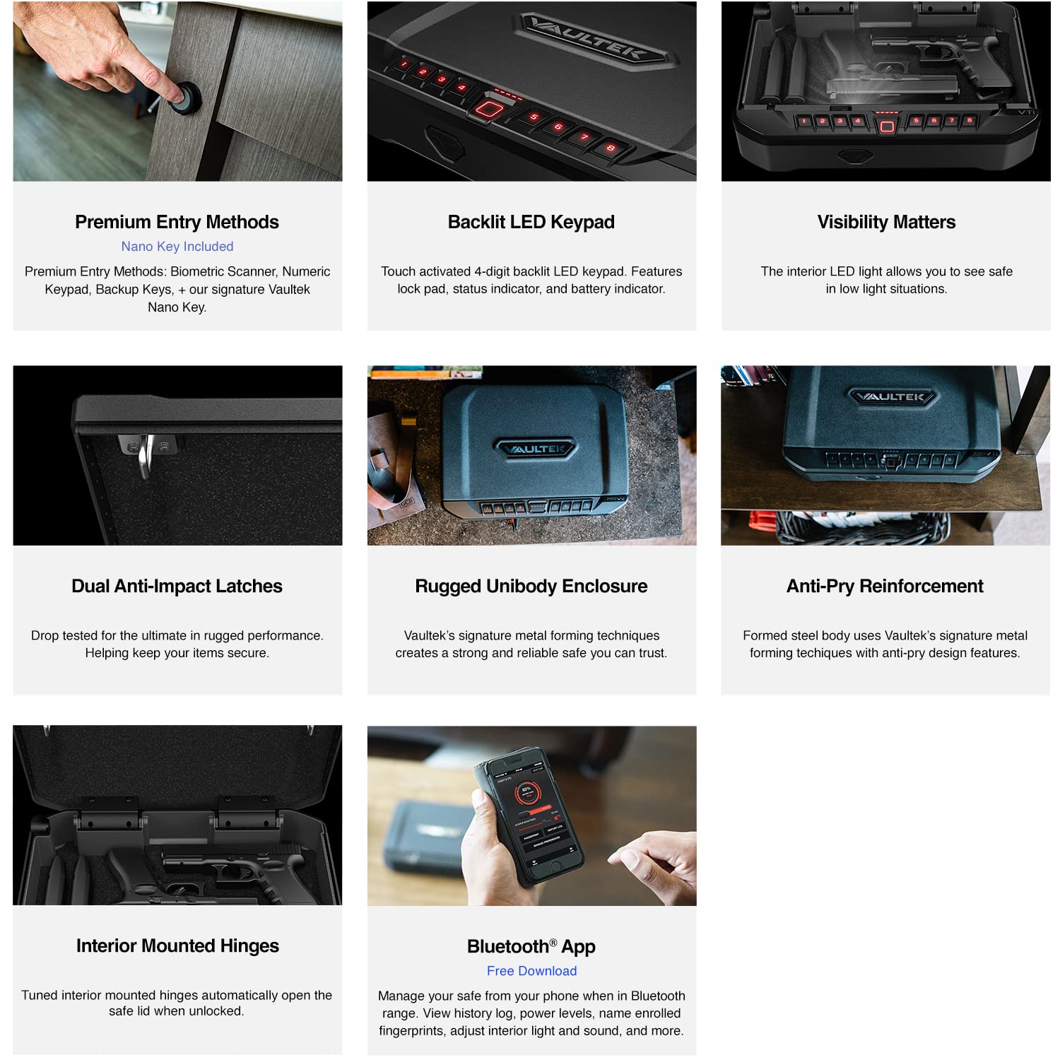 VAULTEK VTi Full-Size Biometric Handgun Bluetooth Smart Safe Multiple ...
