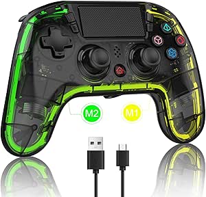 BRHE Manette pour PS4 Avec Gâchettes Hall / 8 Lumières LED RGB, Dual ...