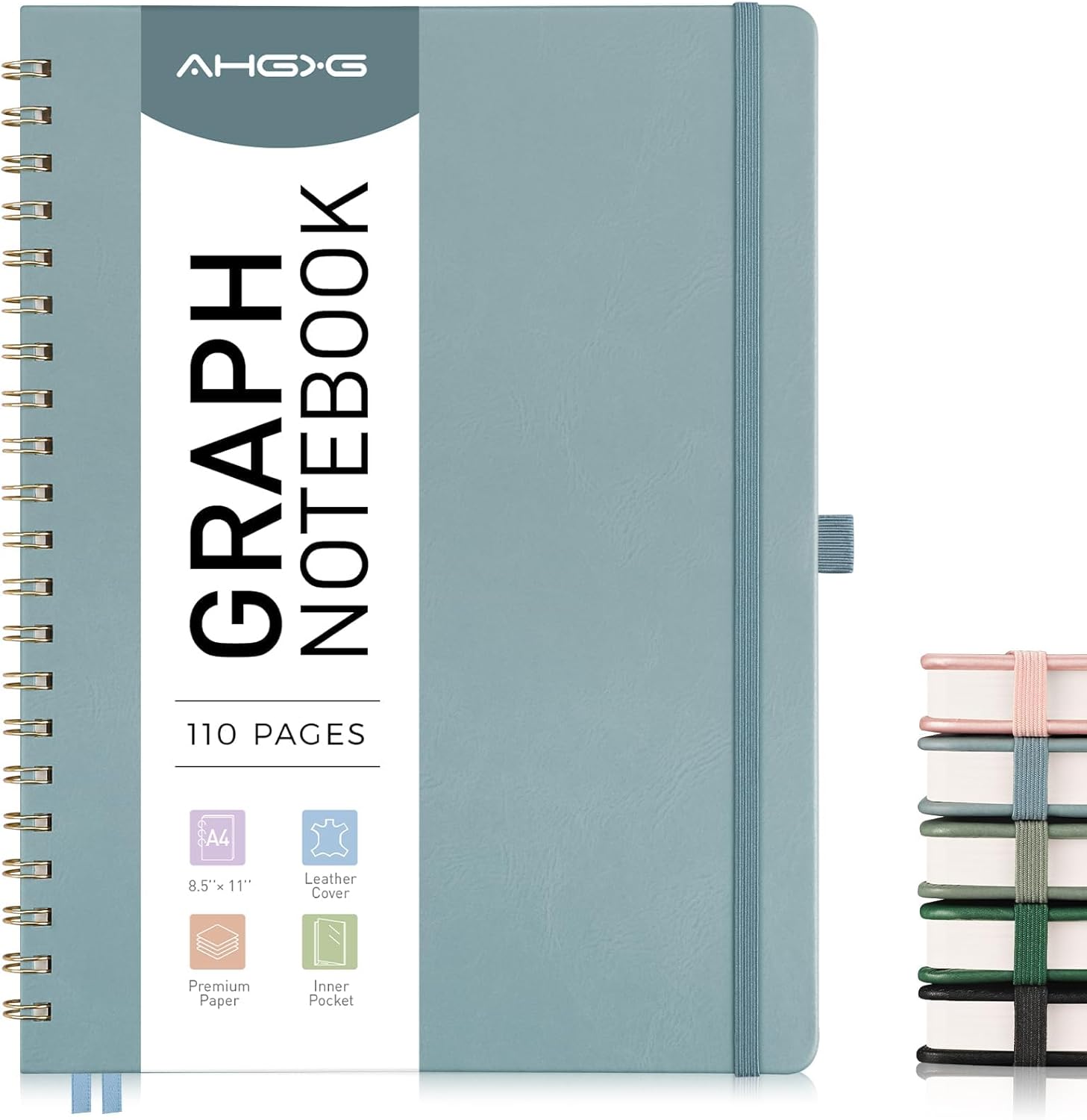 Amazon.com : AHGXG Graph Paper Notebook - Spiral Notebook 8.5" x 11 ...