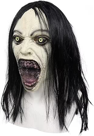 Creepy Crying Woman Mask Scary Zombie Female Ghost Mask Devil Full Head ...