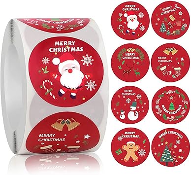 Amazon.com: 500PCS Christmas Stickers Roll 1.5 in Envelope Seals Round ...