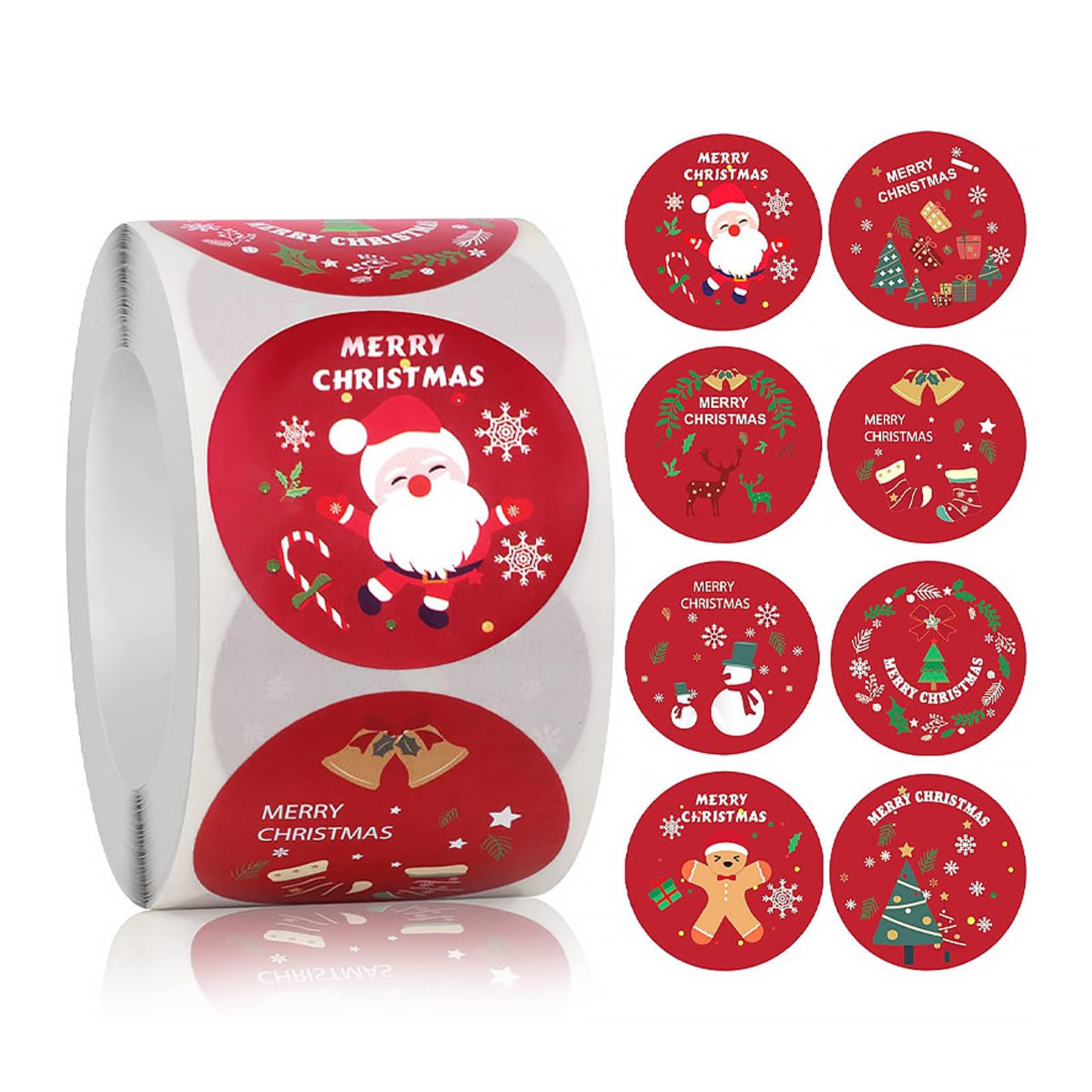 Amazon.com: 500PCS Christmas Stickers Roll 1.5 in Envelope Seals Round ...
