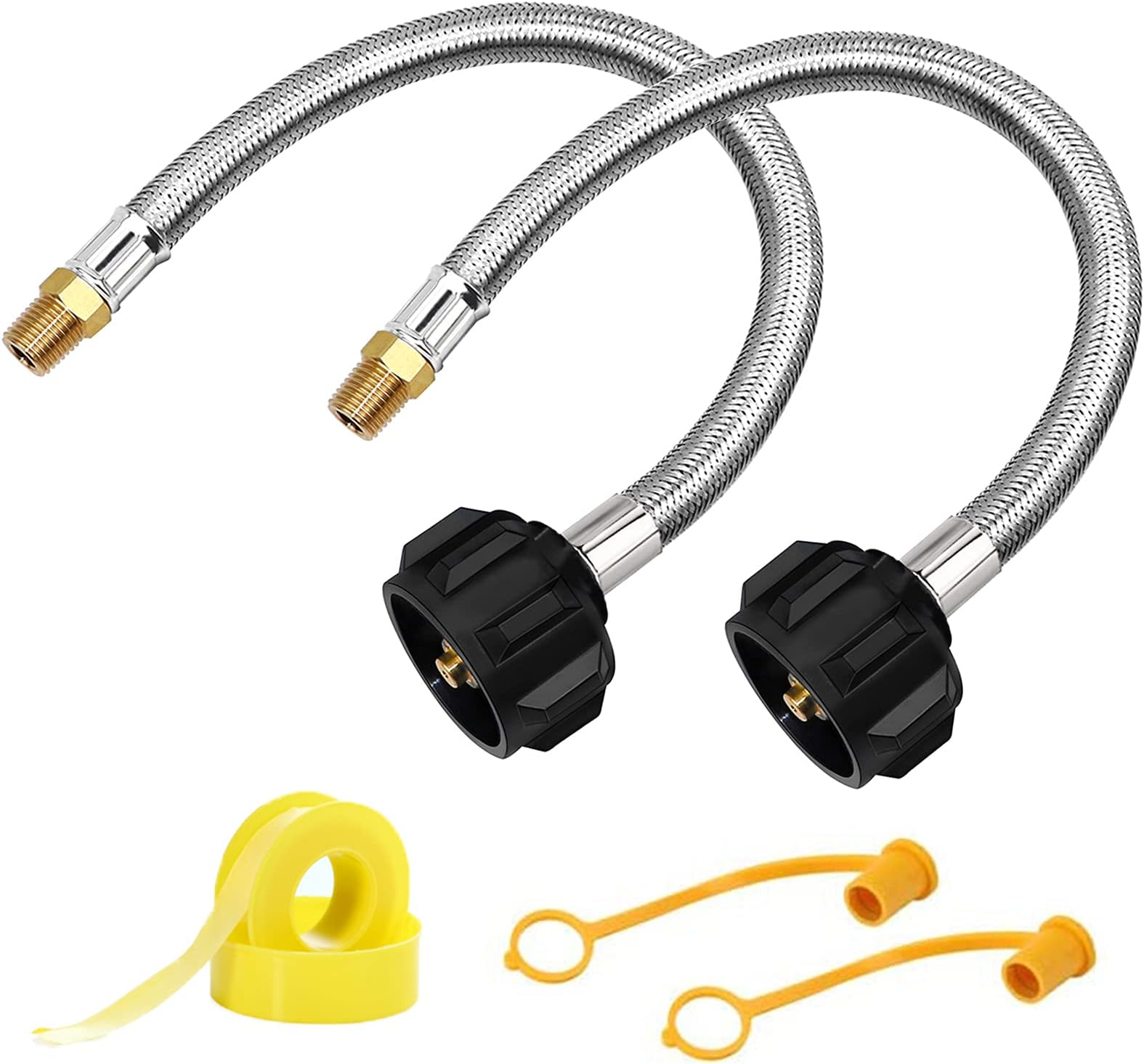 Amazon.com: 2 Pack 1/4 NPT RV Propane Hose, 12 inch Stainless Steel ...