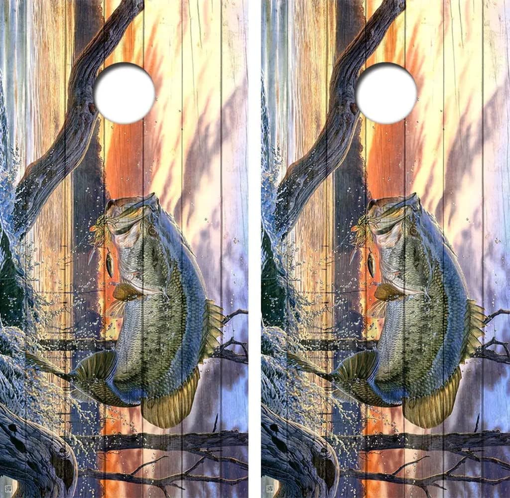 Amazon.com : KT Cornhole Wraps Bass Laminated Cornhole Wood Board Skin ...