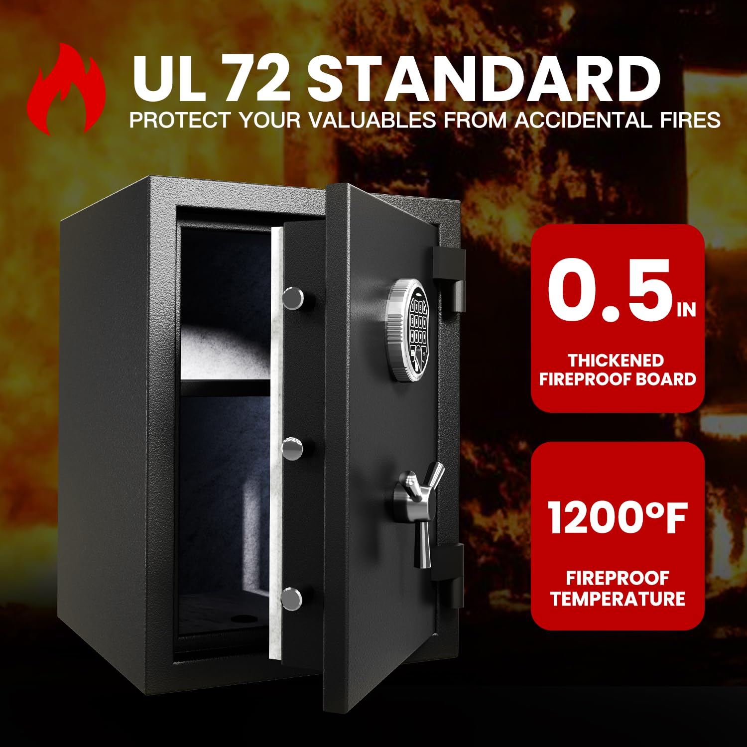 Snapklik.com : Fireproof Gun Safe, Fingerprint Pistol Safe For Money ...