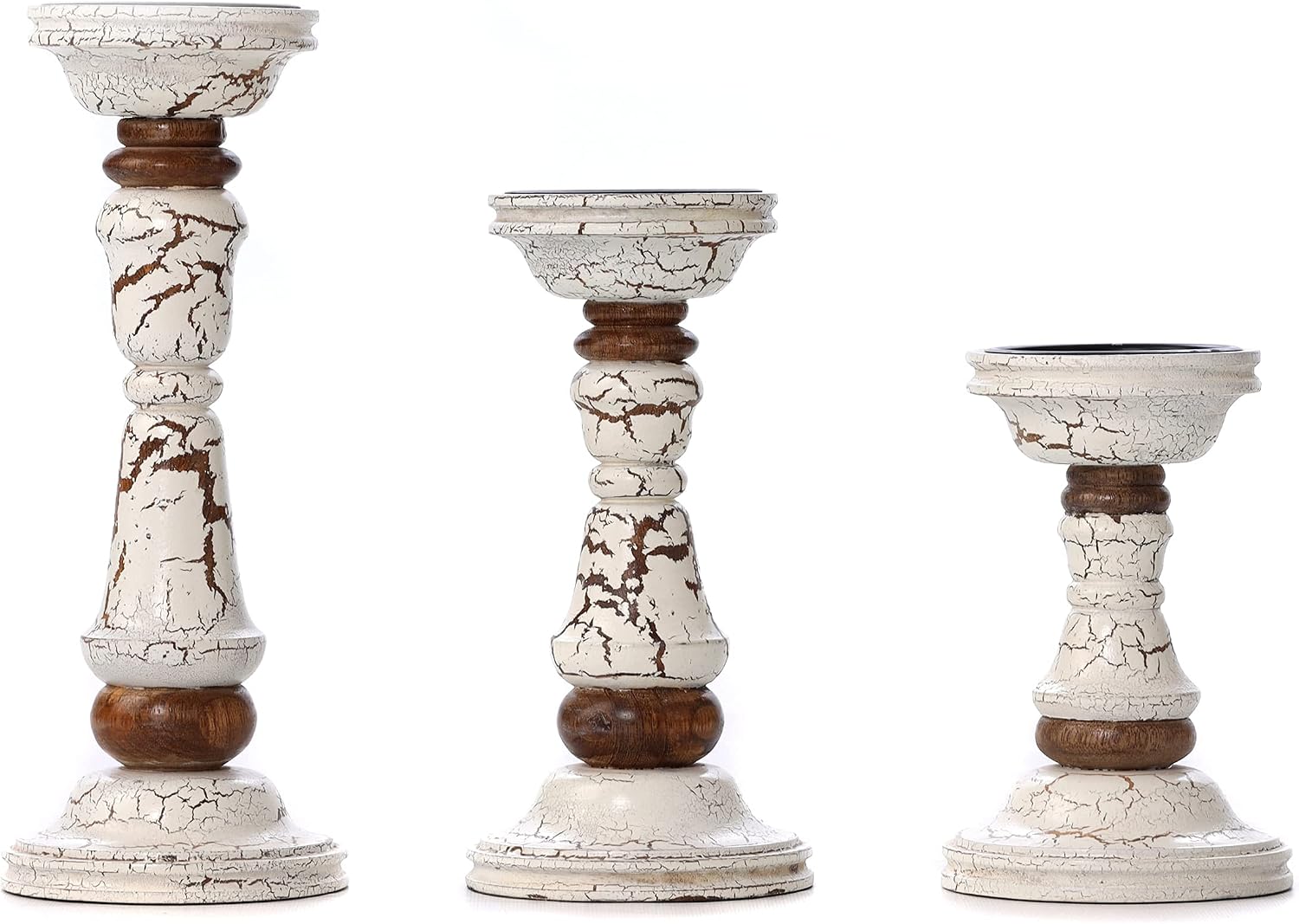 Amazon.com: Farmhouse Candle Holders (Wooden | Set of 3) for Pillar ...