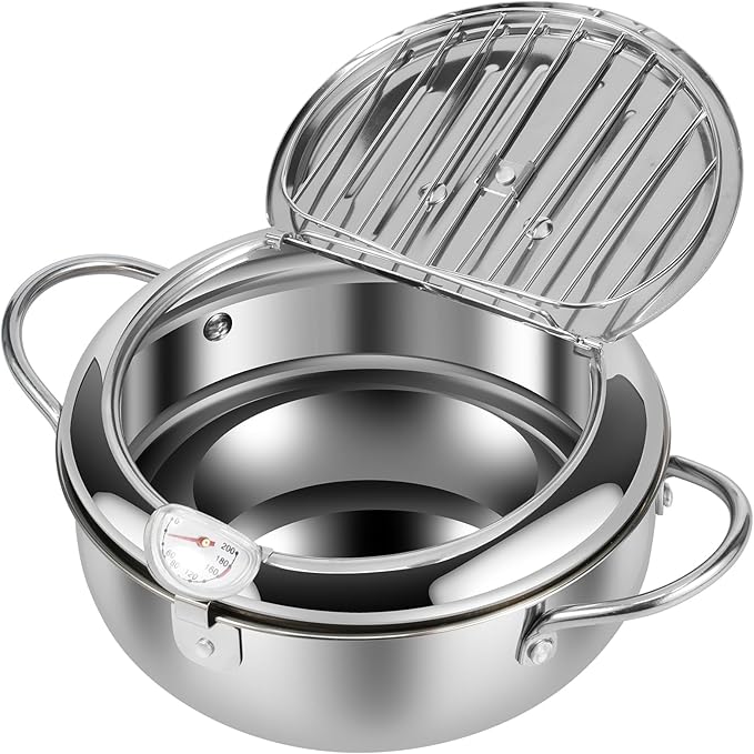 Amazon.com: 3 Sizes Deep Fryer Pot,Janpanese Style Tempura Frying Pot ...