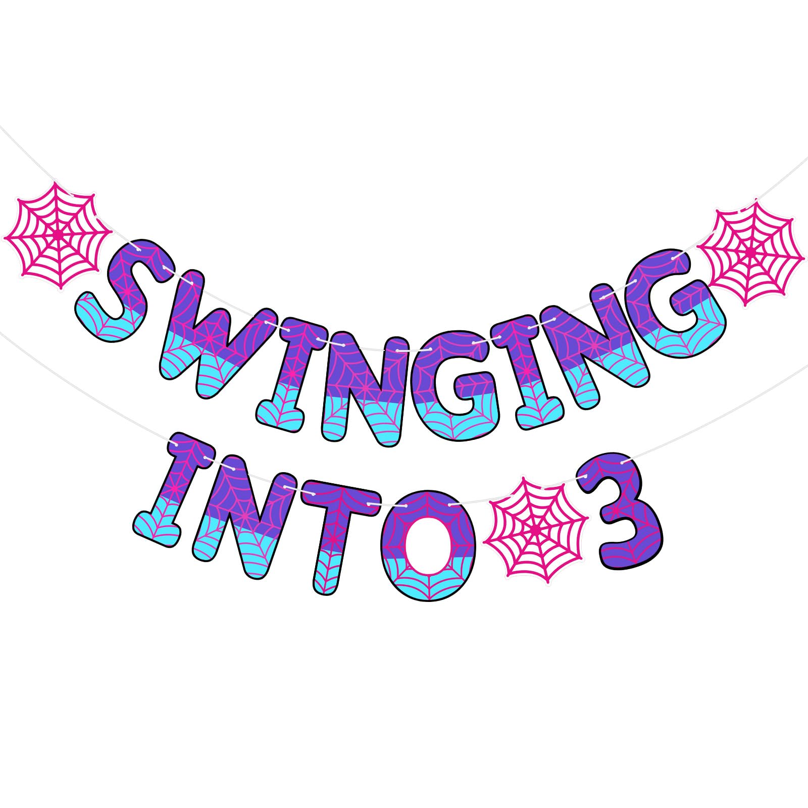 Snapklik.com : TaoBary Spider Theme 3rd Birthday Banner, Pre-strung ...