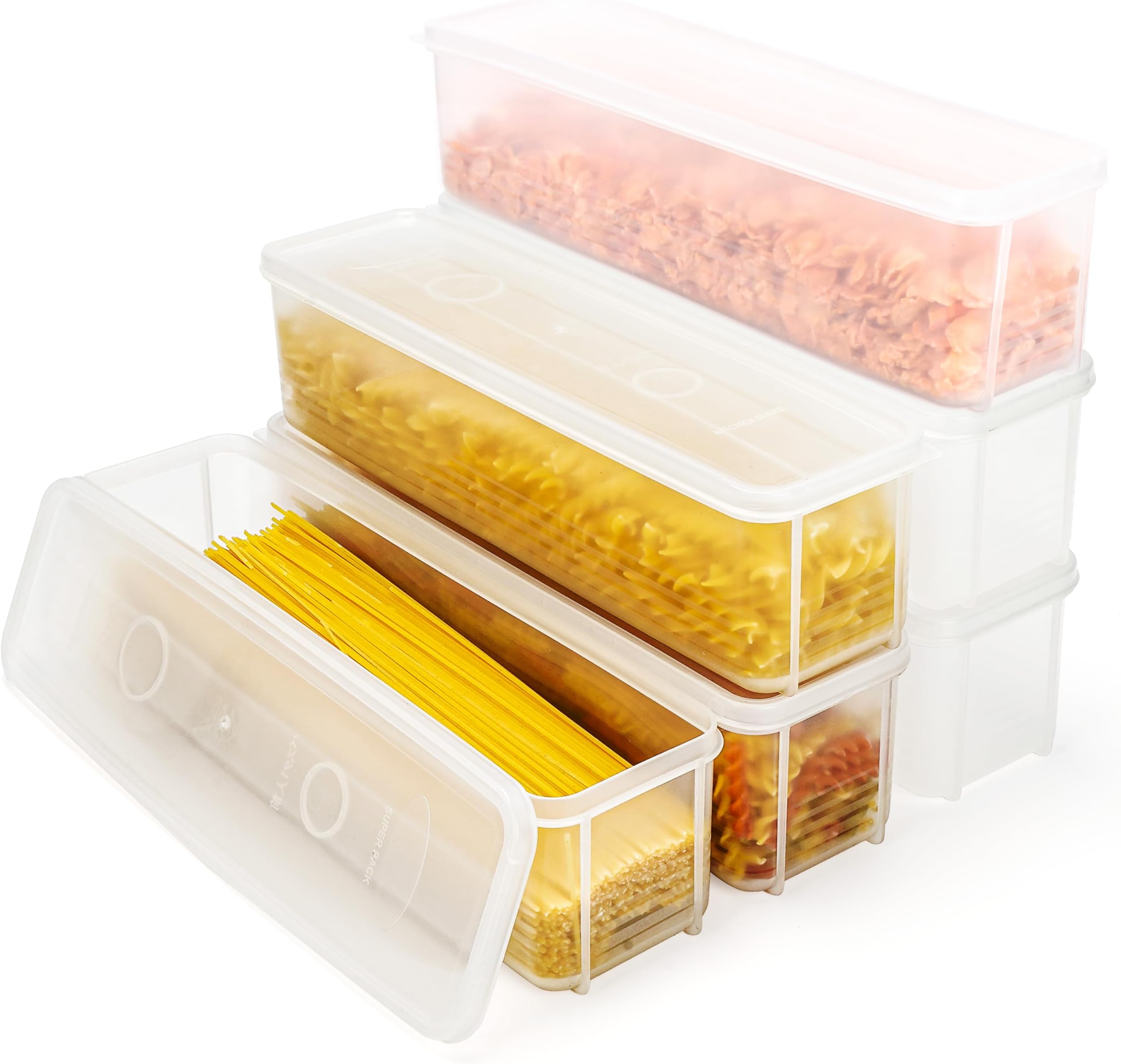 BELLE VOUS 6 Pack of Plastic Food Storage Containers with Lids - 1300ml ...