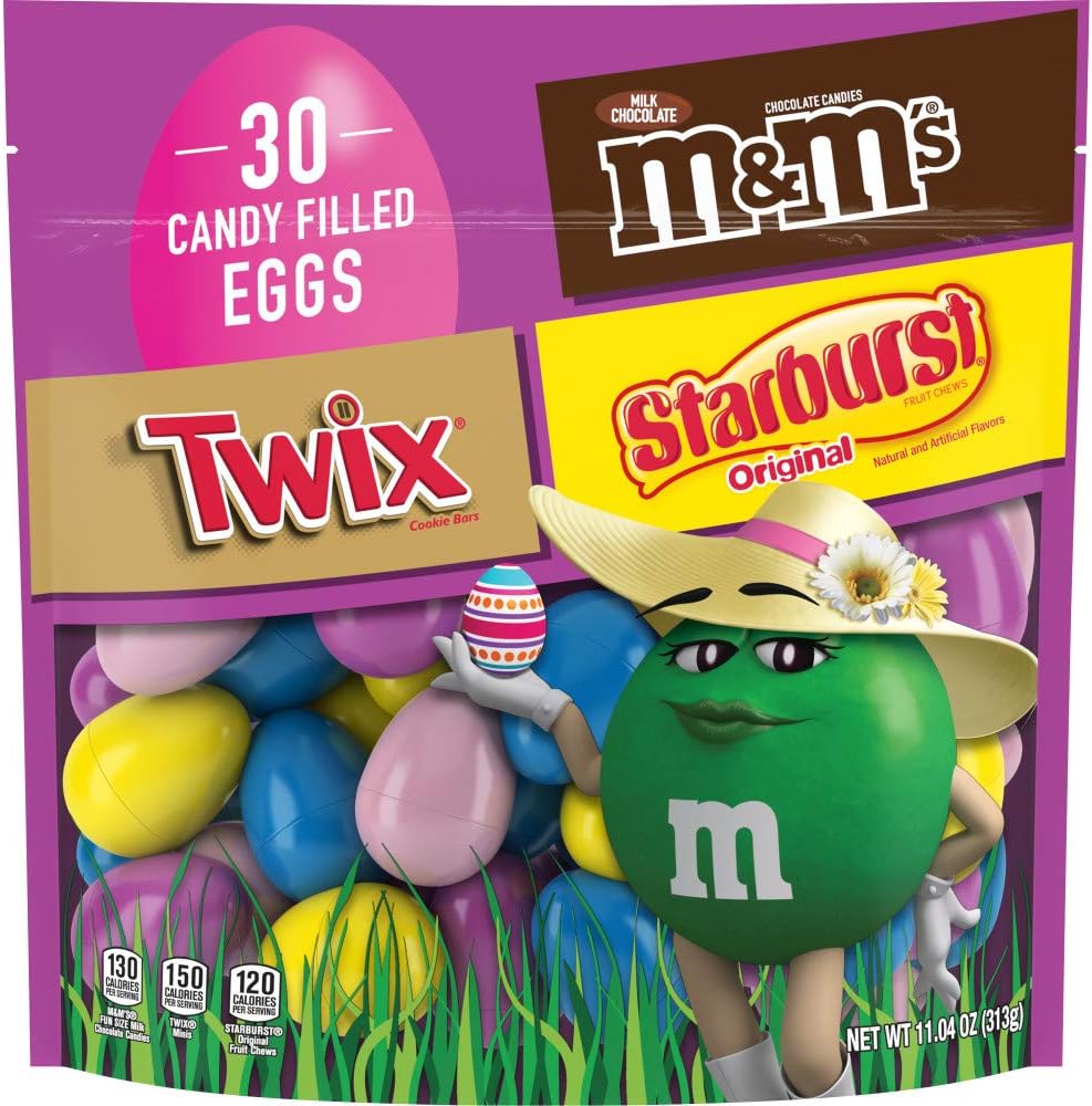 Amazon.com: Mars M&M'S, TWIX & STARBURST Candy-Filled Easter Eggs Bag ...